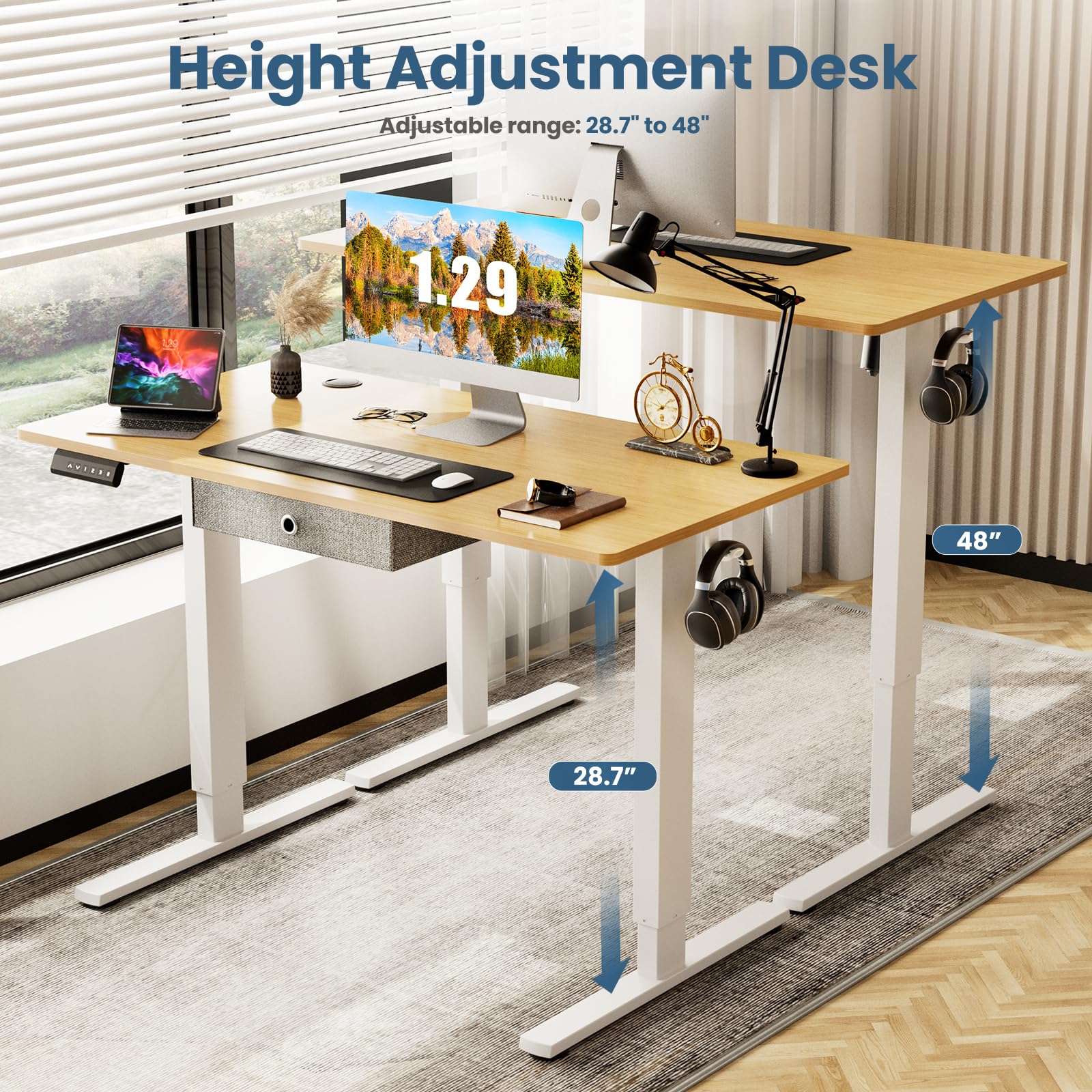 Snapklik.com : DUMOS Electric Standing Desk Adjustable Height, 48 X 24 ...