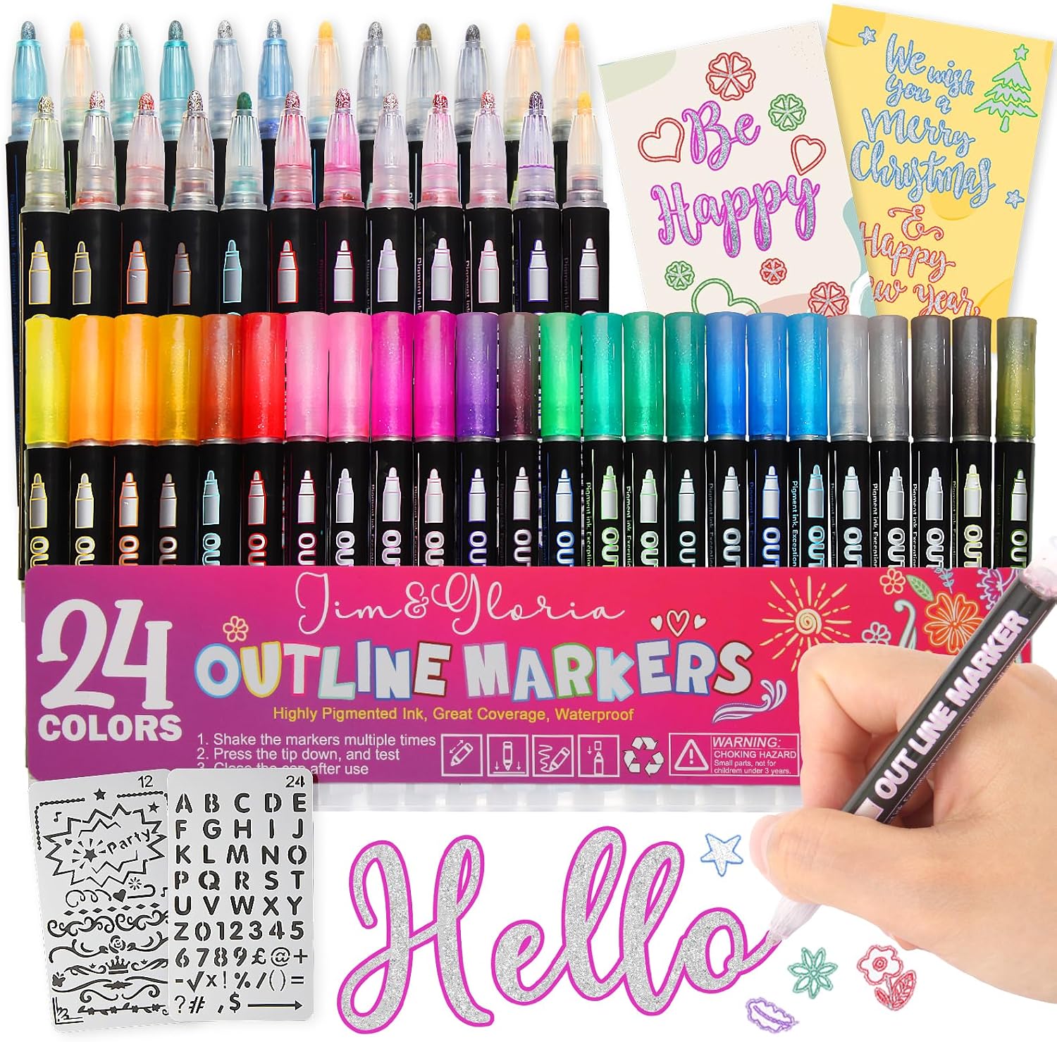 Amazon.com: Jim&Gloria Glitter Pens Acrylic Paint Markers, Metallic ...