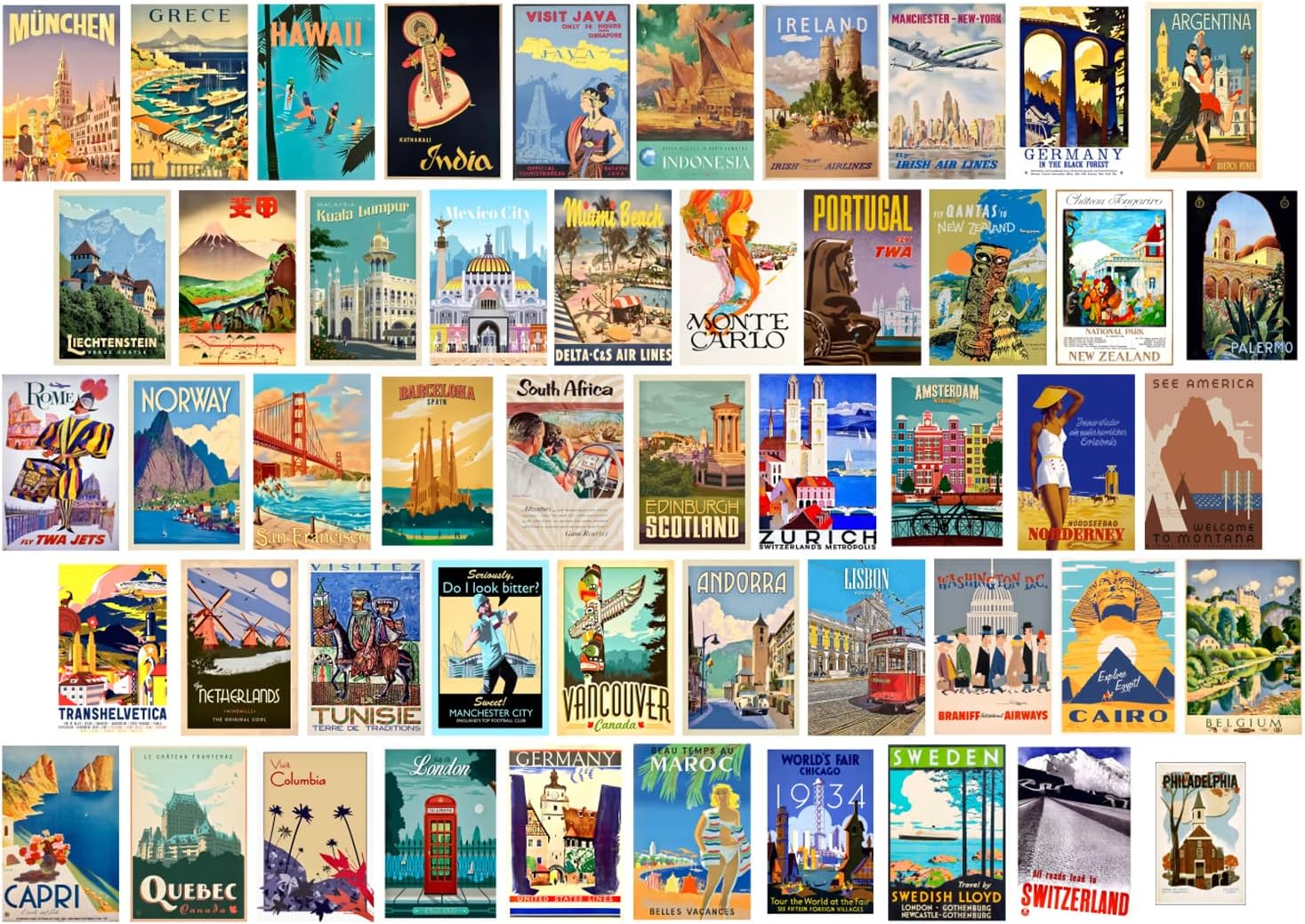 PAPER PLANE DESIGN Set of 50 Travel Theme World Adventure Small Wall ...