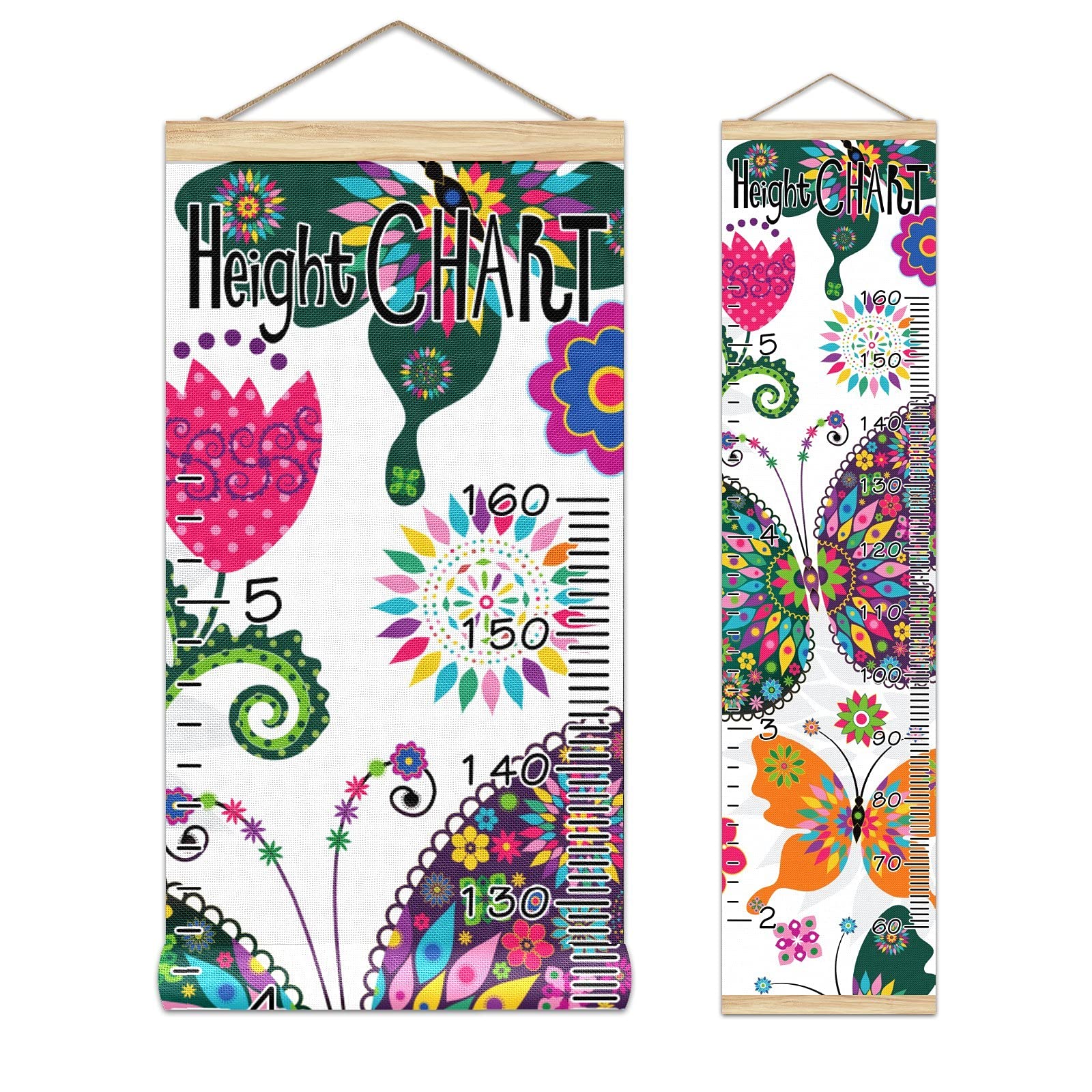 Buy Growth Chart Kid's Height Chart Butterflies Flowers Growth Chart ...