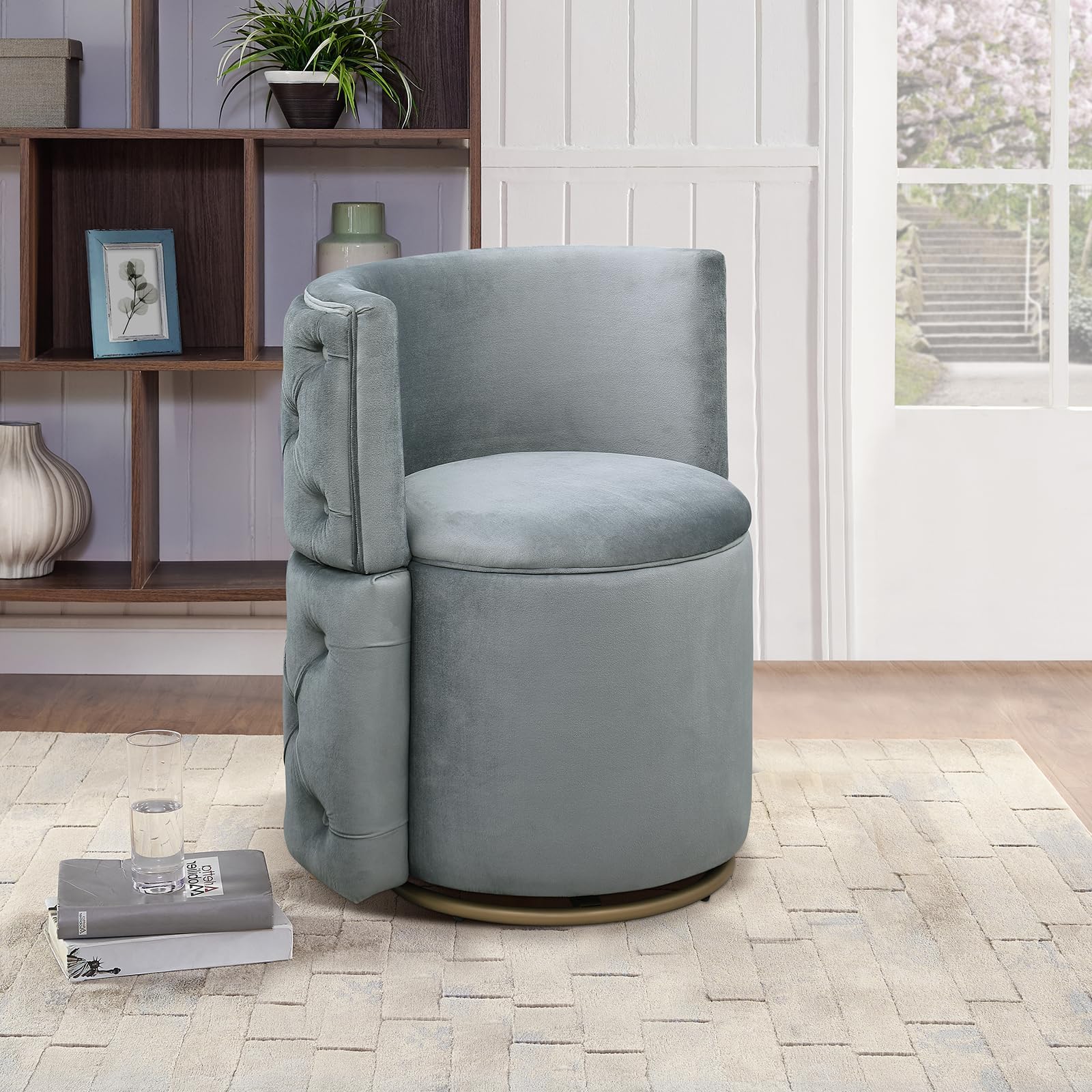 Amazon.com: Dewhut Modern 360 Degree Swivel Velvet Barrel Accent Chair ...