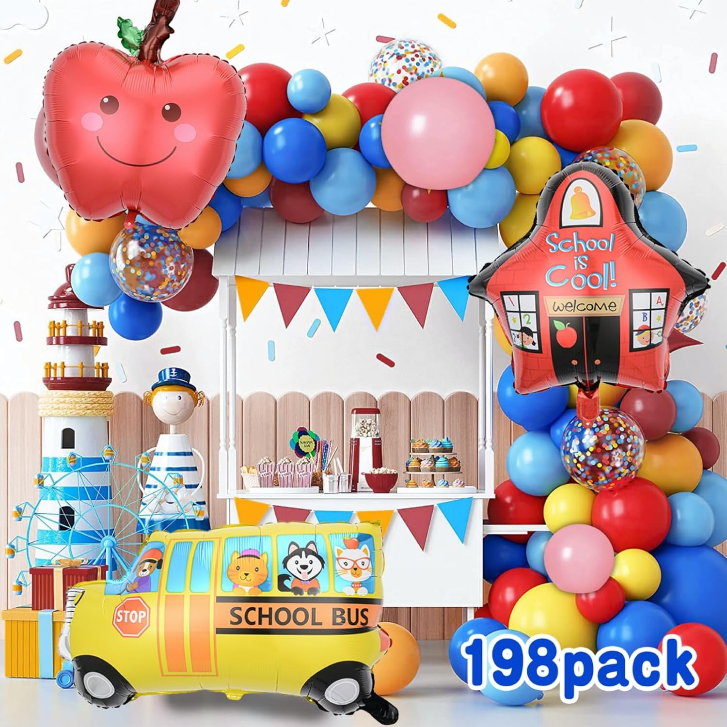 Amazon.com: 198 Pack Back to School Balloons Arch Kit - Red Blue Yellow ...
