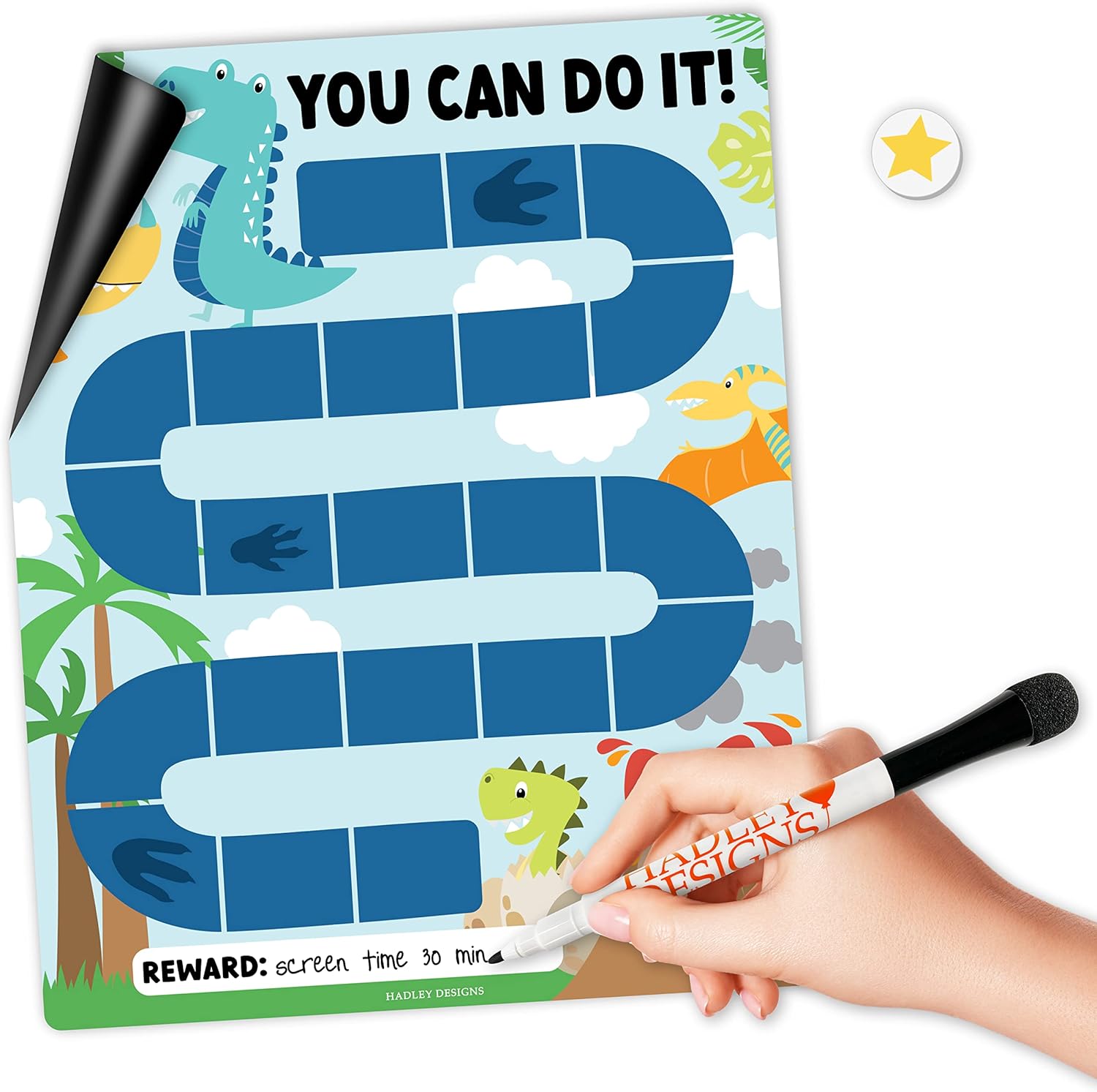 Amazon.com: Hadley Designs Dinosaur Reward Chart for Kids-Magnetic ...