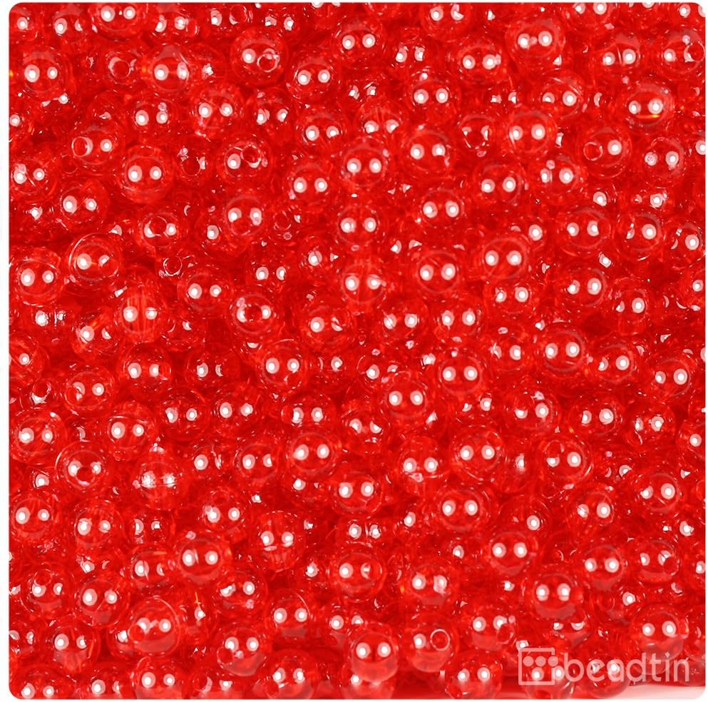 Amazon.com: BeadTin Ruby Transparent 6mm Round Plastic Craft Beads ...