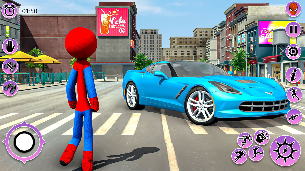 Super Flying Stickman Spider Open World Game: Real Stick Rope Hero ...