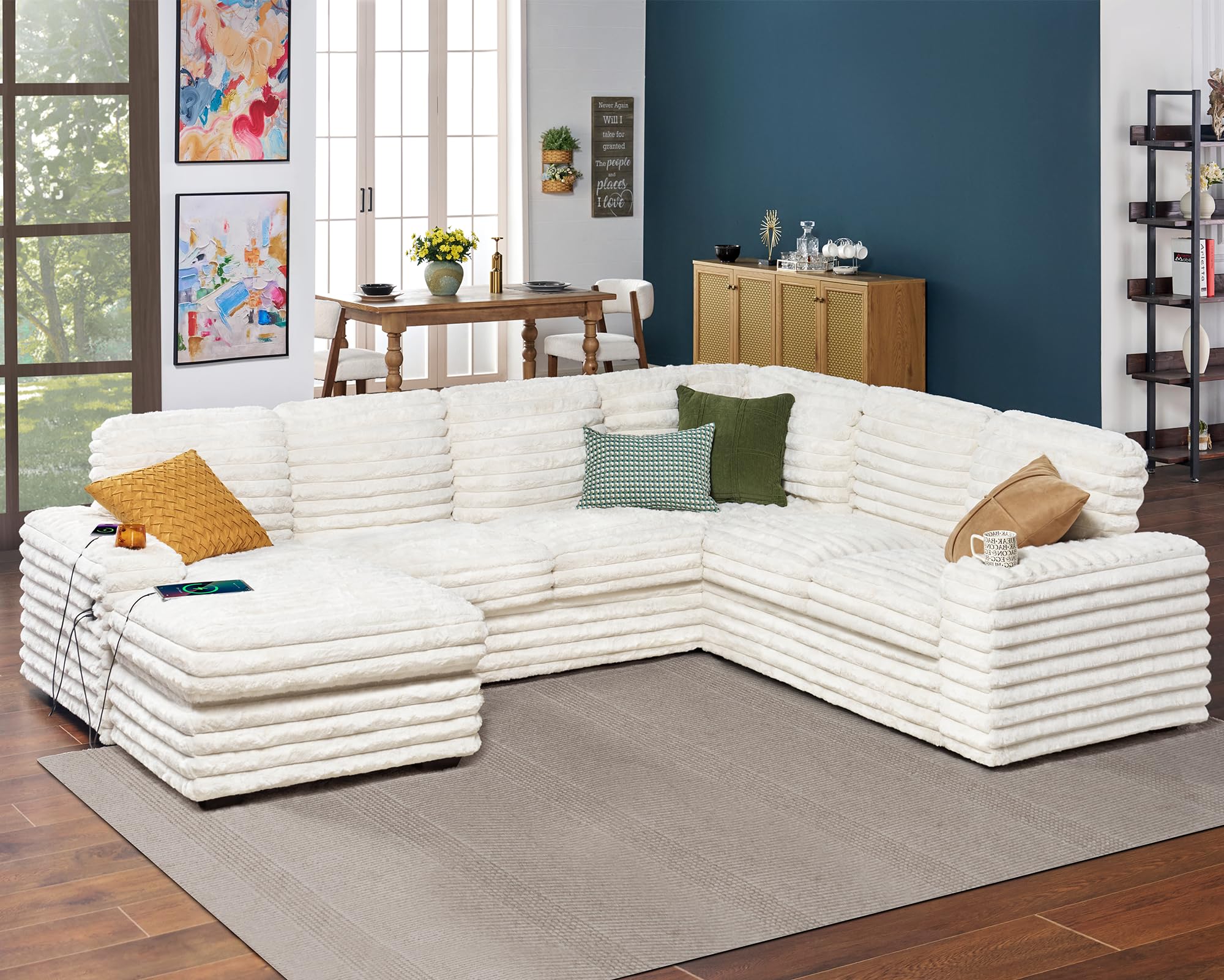 Amazon.com: PaPaJet 112 Inch U Shaped Couch, Oversized Couch with ...