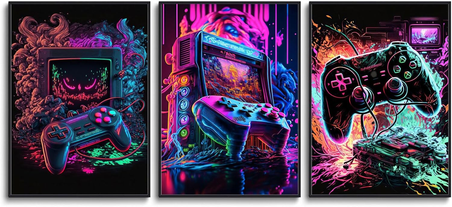 Amazon.com: Yolbcdr Game Room Decor Cool Gaming Posters Wall Art Set of ...