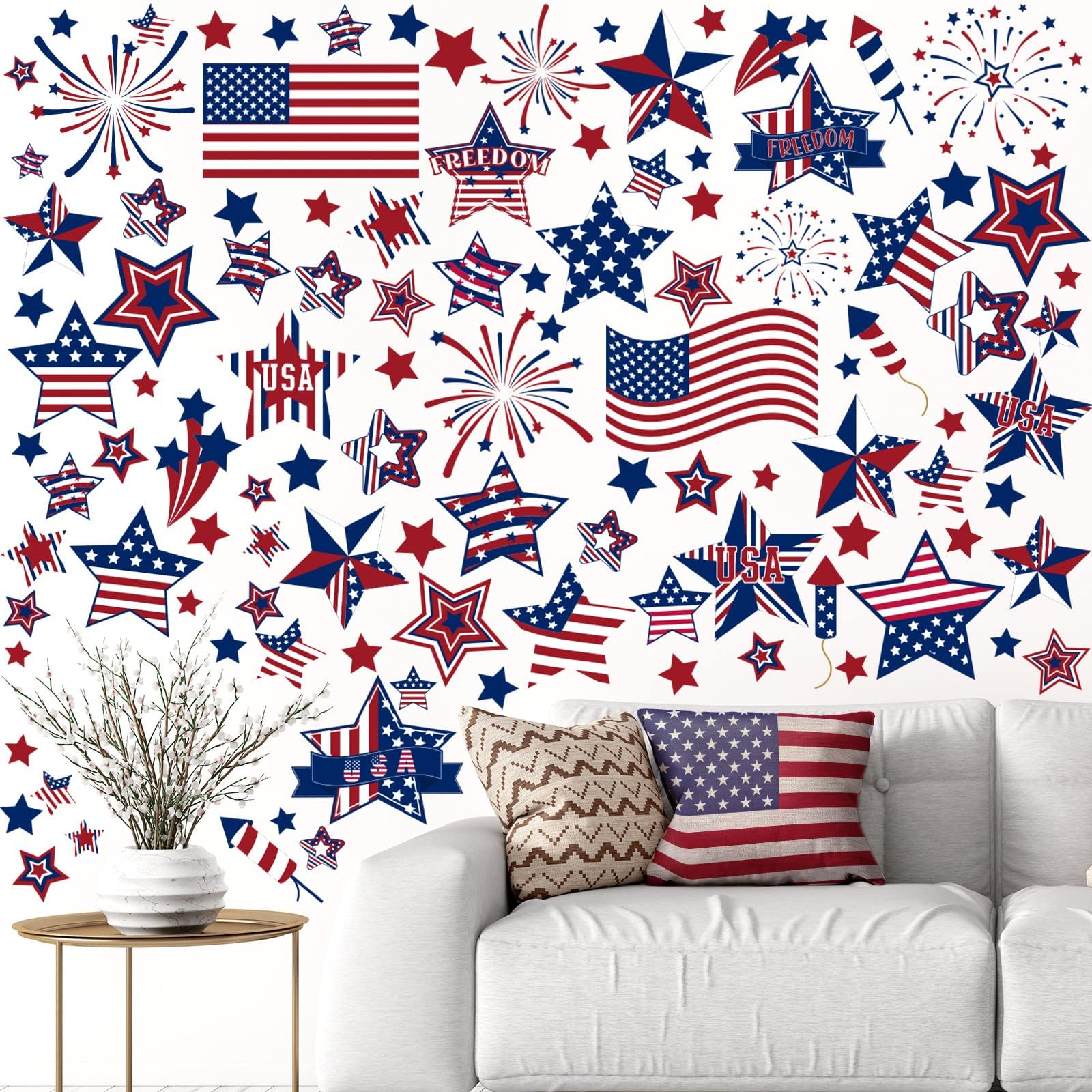 Set of 30 Stars Vinyl Wall Graphic Decals Stickers - 2 & 4 inch (Navy ...