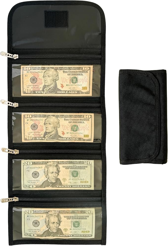 Amazon.com: Money Organizer for Cash with 4 Zippered Pockets - Cash ...