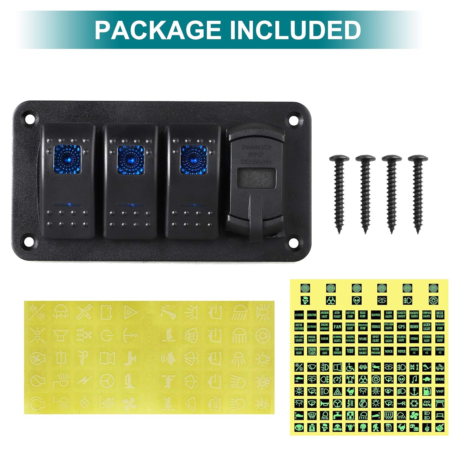 Buy Boat Switch Panel Waterproof, 3 Gang ON Off Toggle Switch Aluminum ...