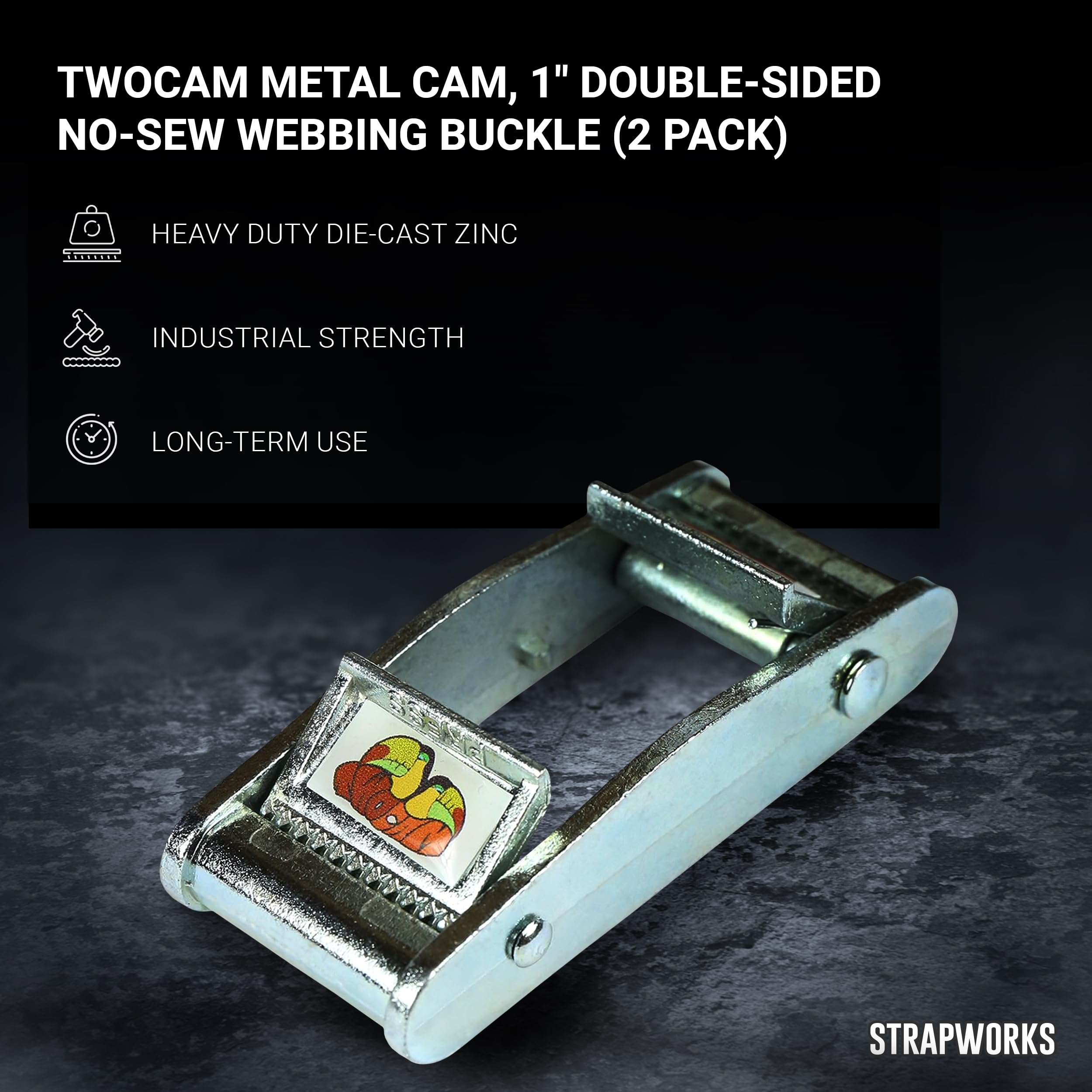 Snapklik.com : Twocam Metal Cam Double-Sided No-Sew Webbing Buckle 1 ...