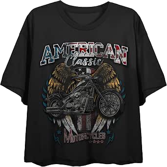 Hi-Octane Motorcycle Customs Women's Black Cropped Tee at Amazon Women ...