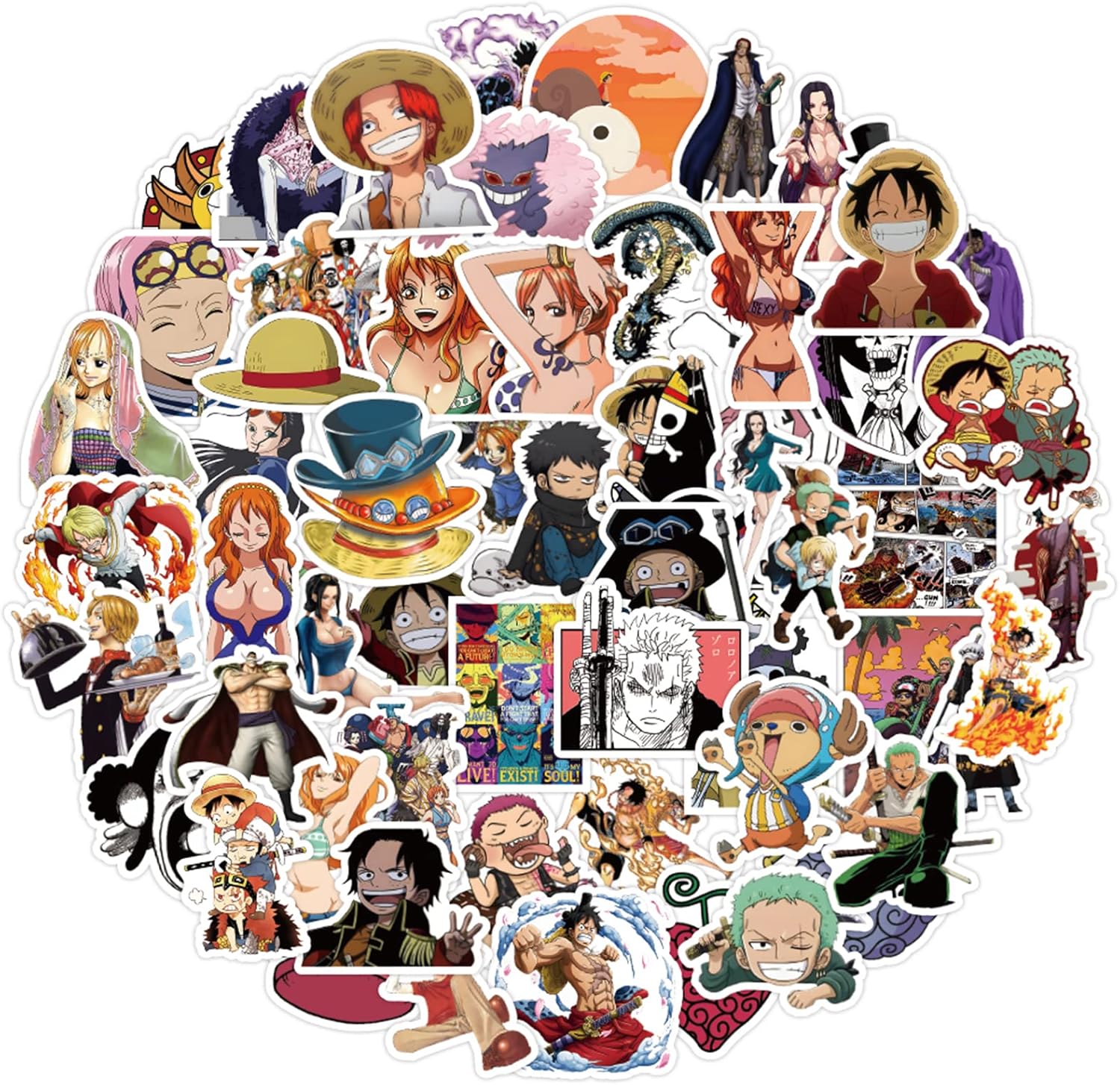 Amazon.com: 50Pcs One Piec Sticker, Anime Cartoon One Piec Decal Gift ...