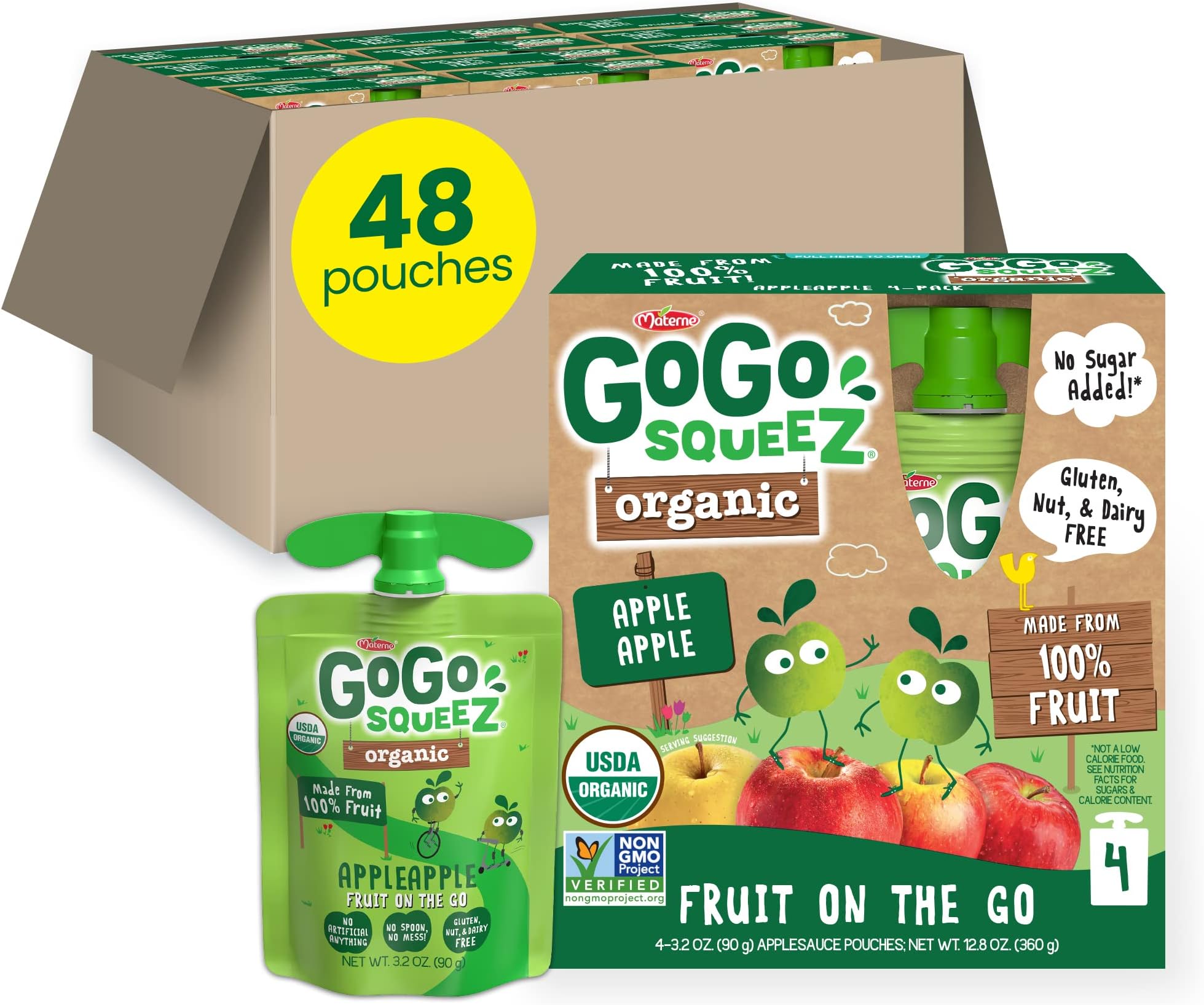 Amazon.com : GoGo squeeZ Fruit on the Go, Apple Apple, 3.2 oz (Pack of ...
