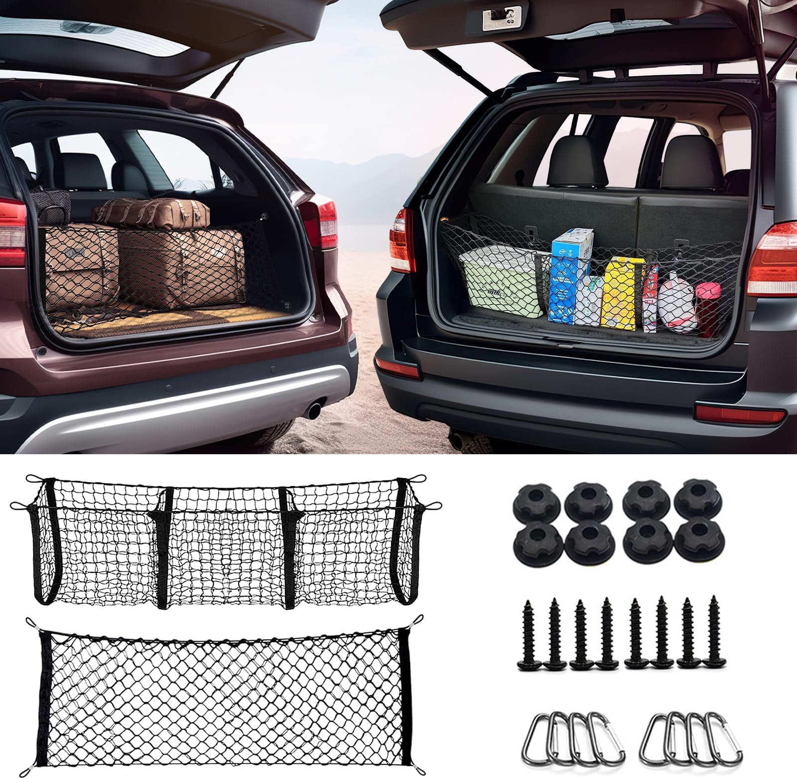 Amazon.com: 2 Truck Bed Extender, SUV Trunk Organizer Cargo Net Set ...