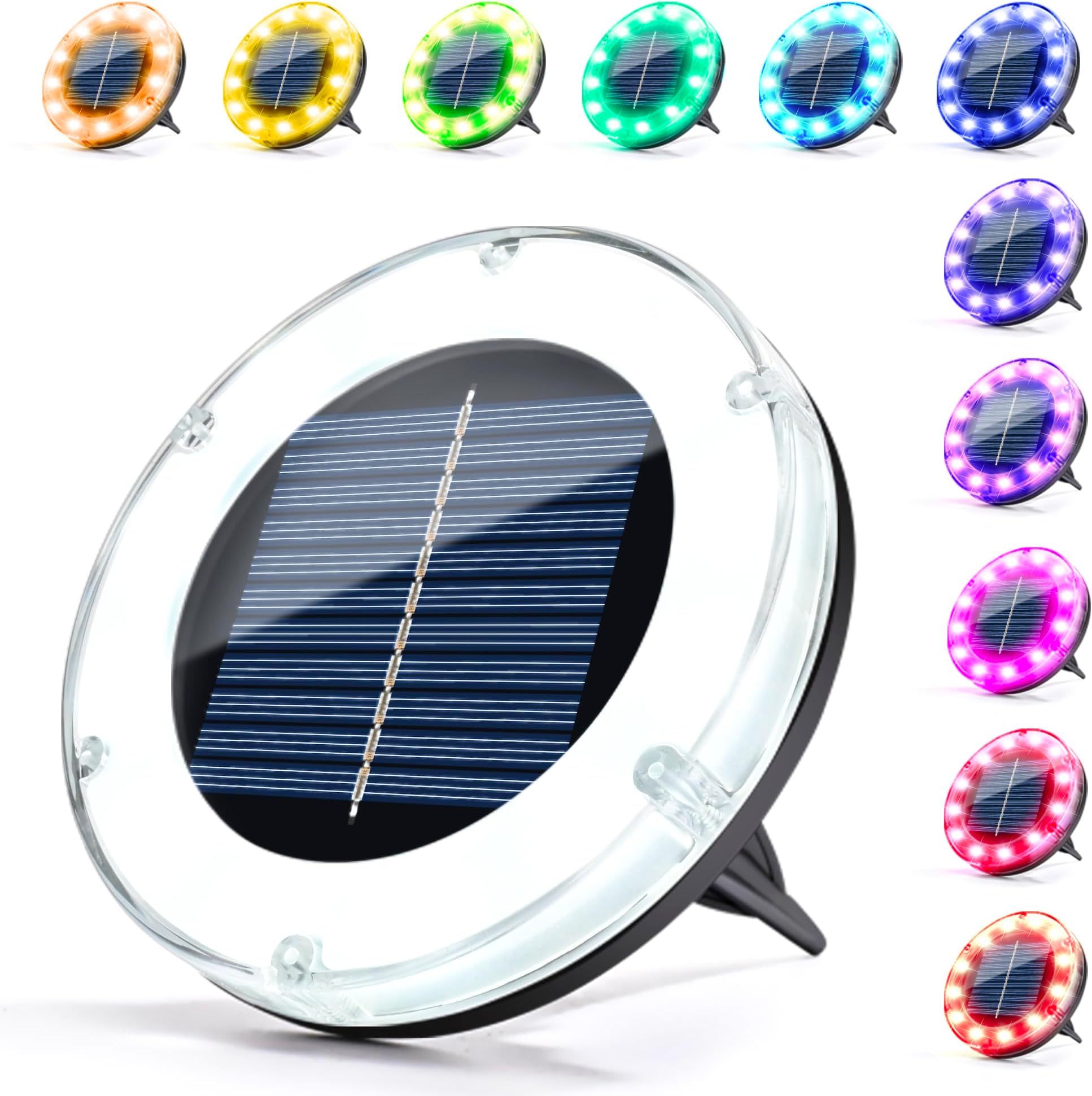LAMTREE 8 Pack 20 Lumens Colorized Solar Ground Lights,Solar Pool ...
