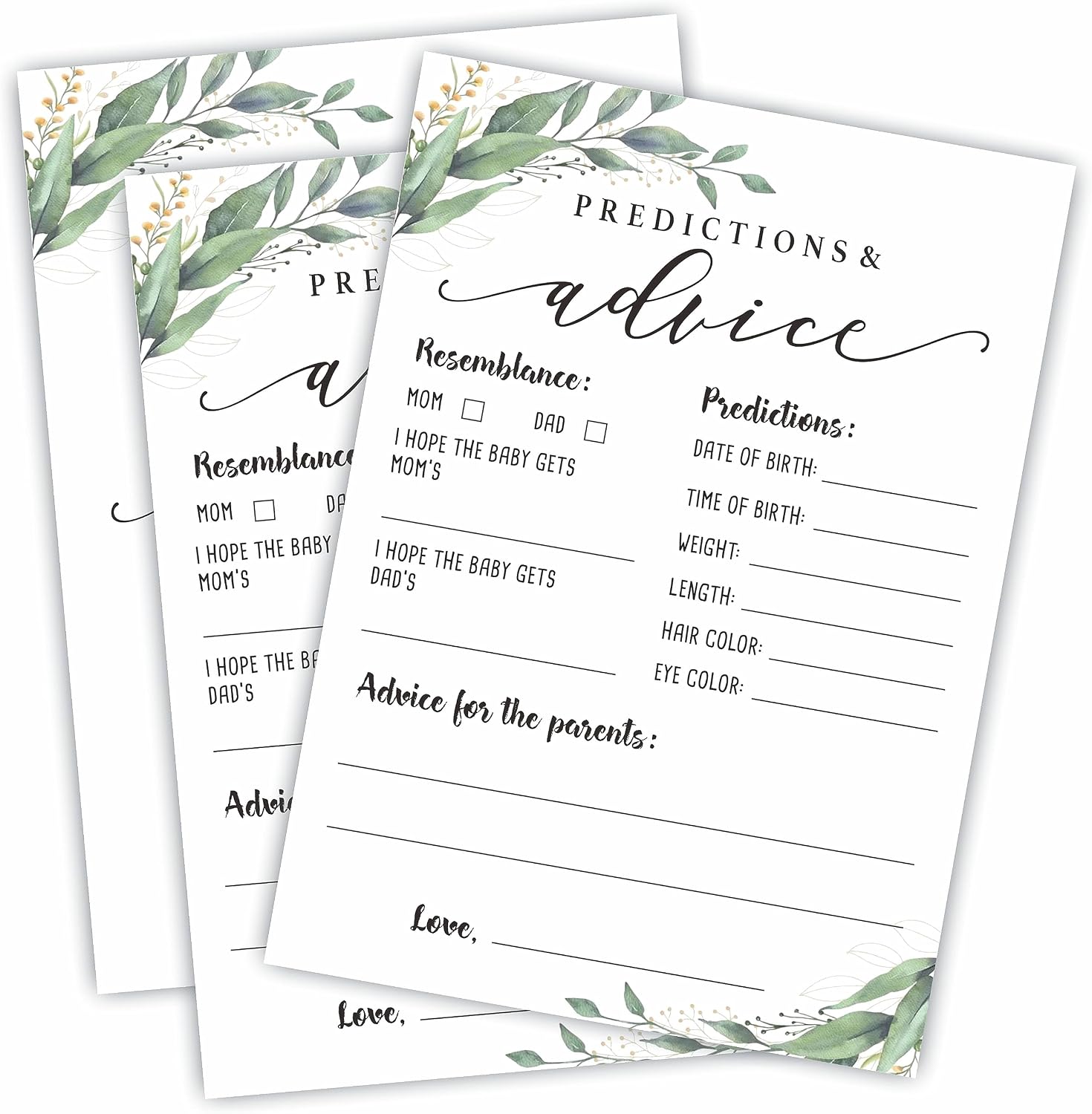 Amazon.com: 5X7 Inches Predictions & Advice Game For Baby Shower, 30 ...