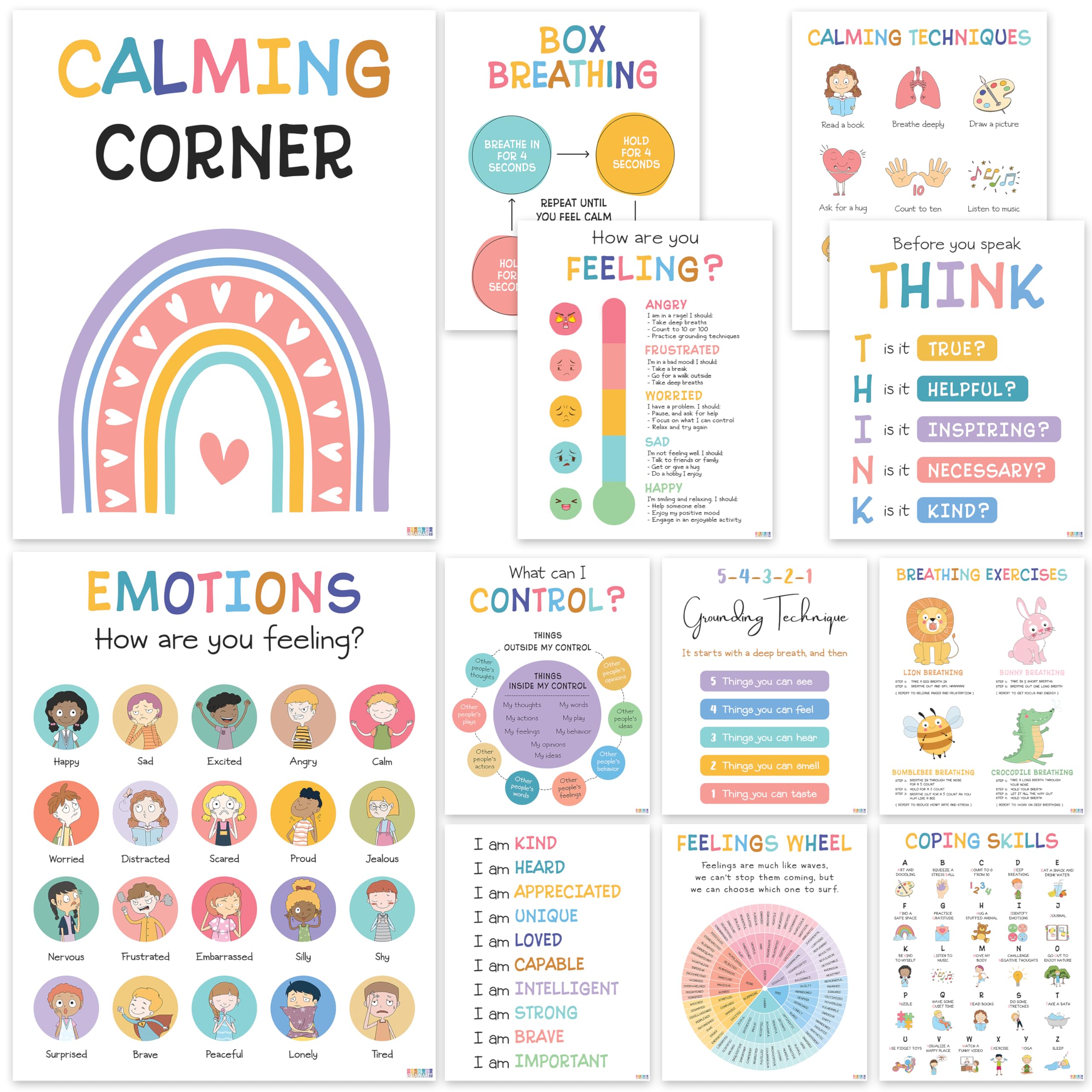 Buy 12 Calming Corner Classroom s, Mental s Therapy Office Decor, Calm ...