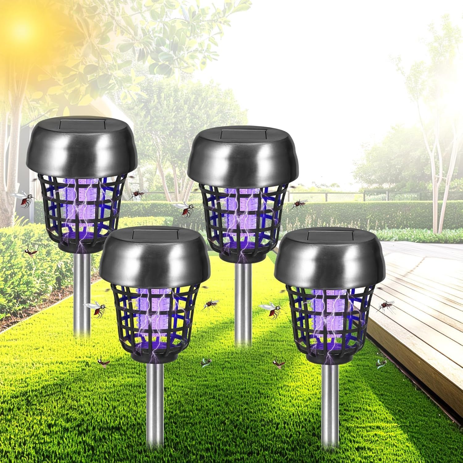 Amazon.com : 4 Pack Solar Bug Zapper Outdoor Mosquito Zapper Waterproof ...