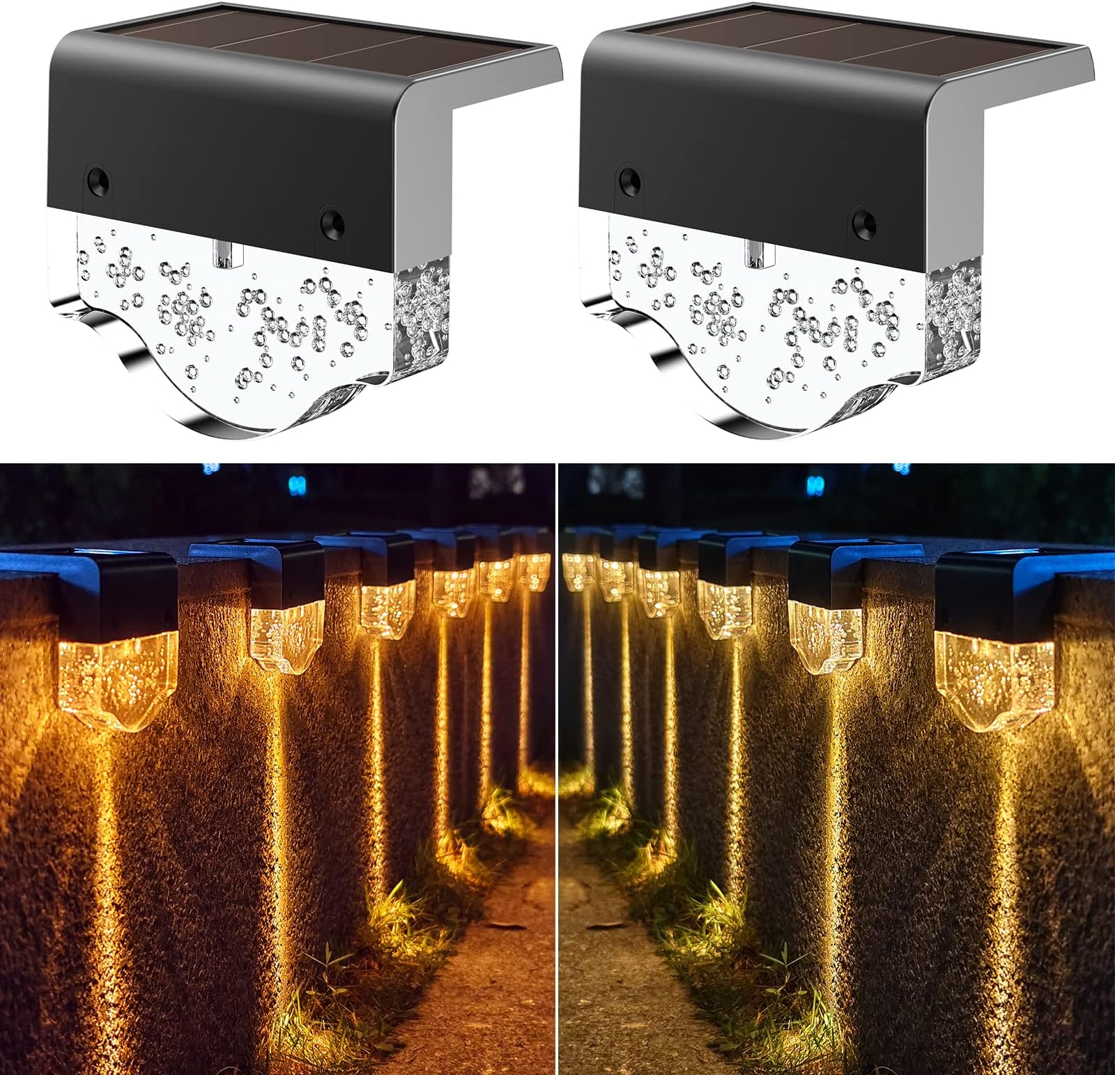 HISENAOGH 4 Pack Solar Deck Lights Outdoor,Waterproof LED Solar Powered ...
