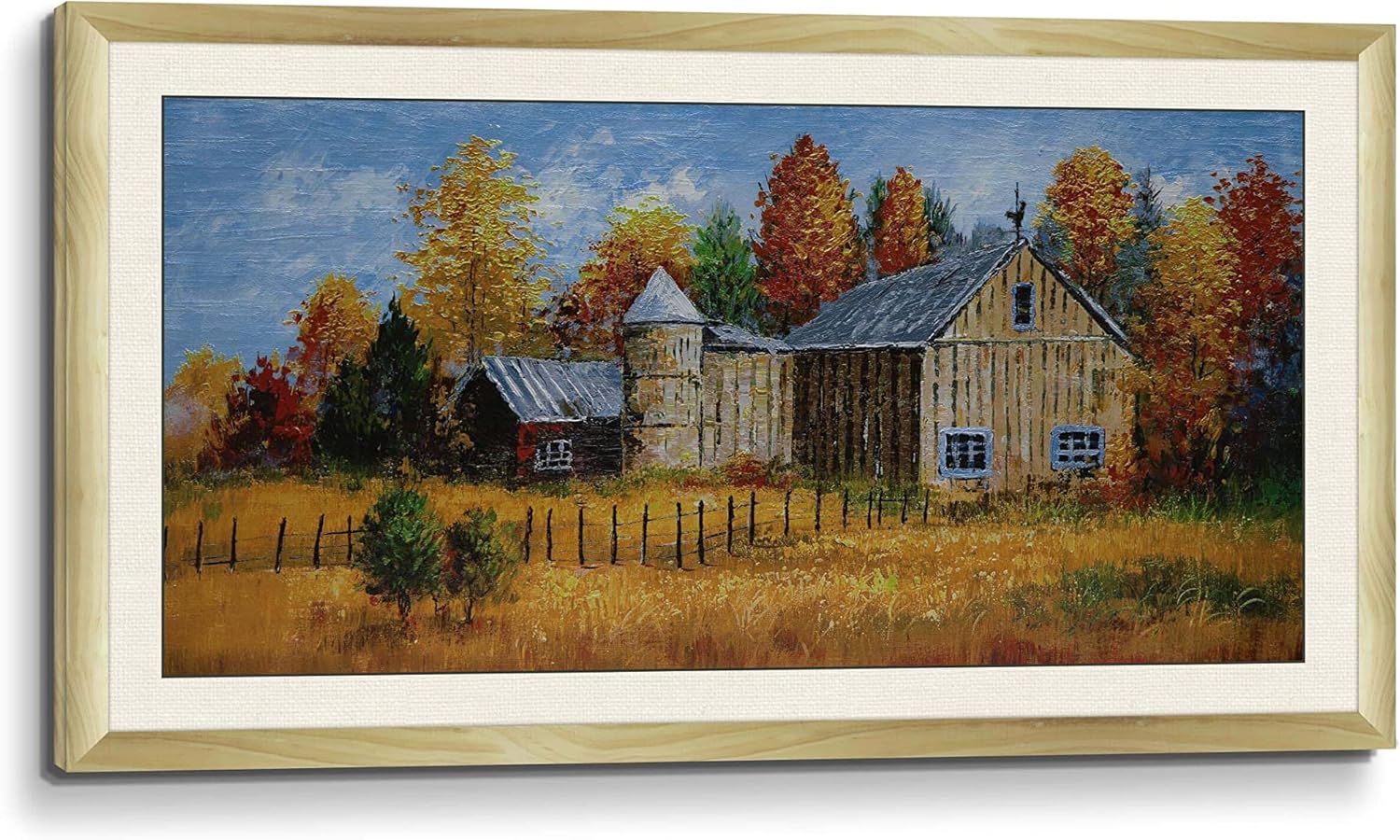 Amazon.com: Hand Painted Oil Painting Canvas Wall Art Barn Farmhouse ...