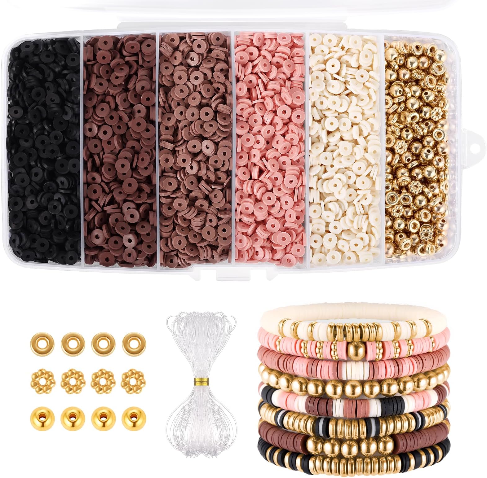 Amazon.com: Funtopia 5200+ Pcs Brown Clay Beads Bracelet Making kit ...