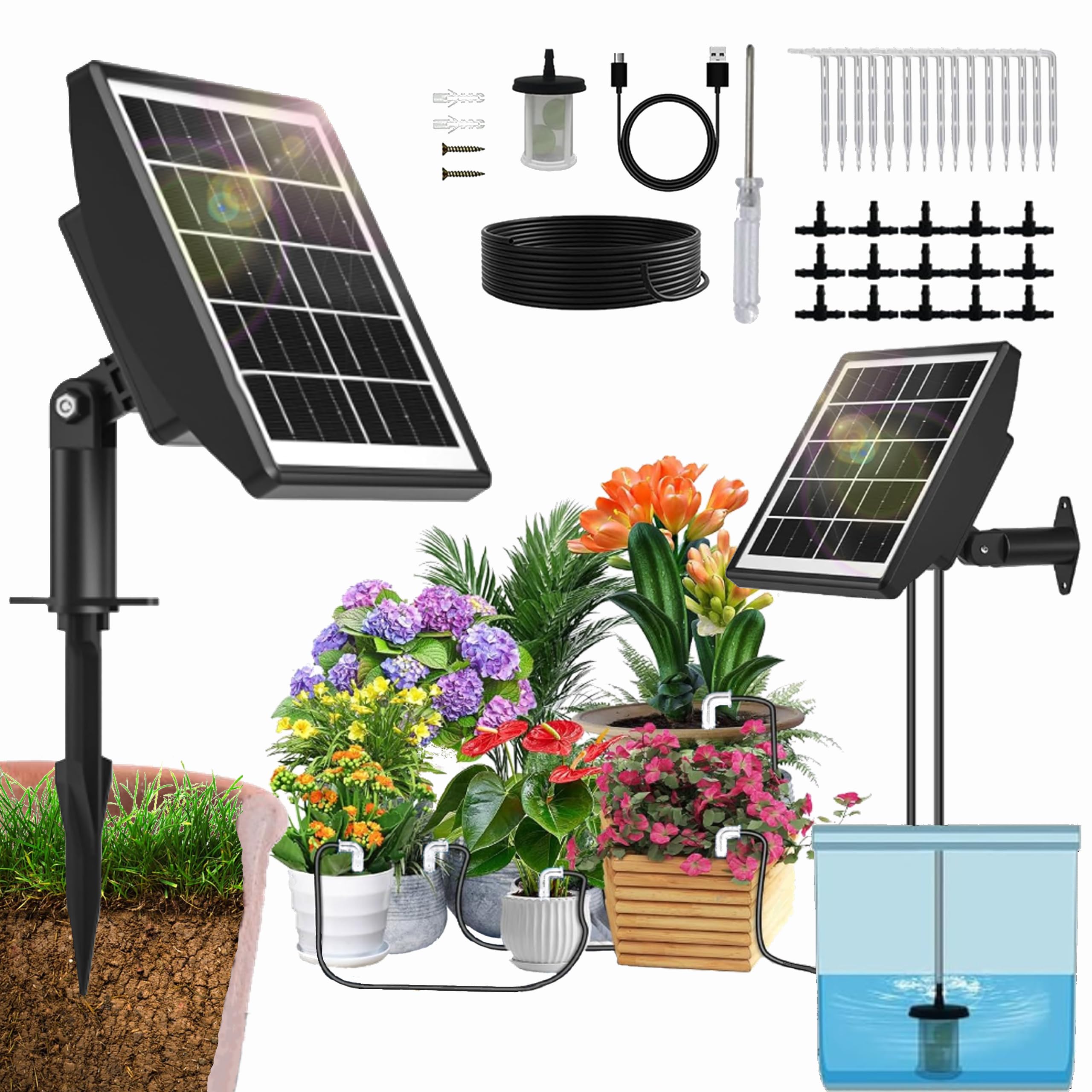 Amazon.com : Solar Automatic Drip Irrigation System - Solar Powered watering Irrigation System ...