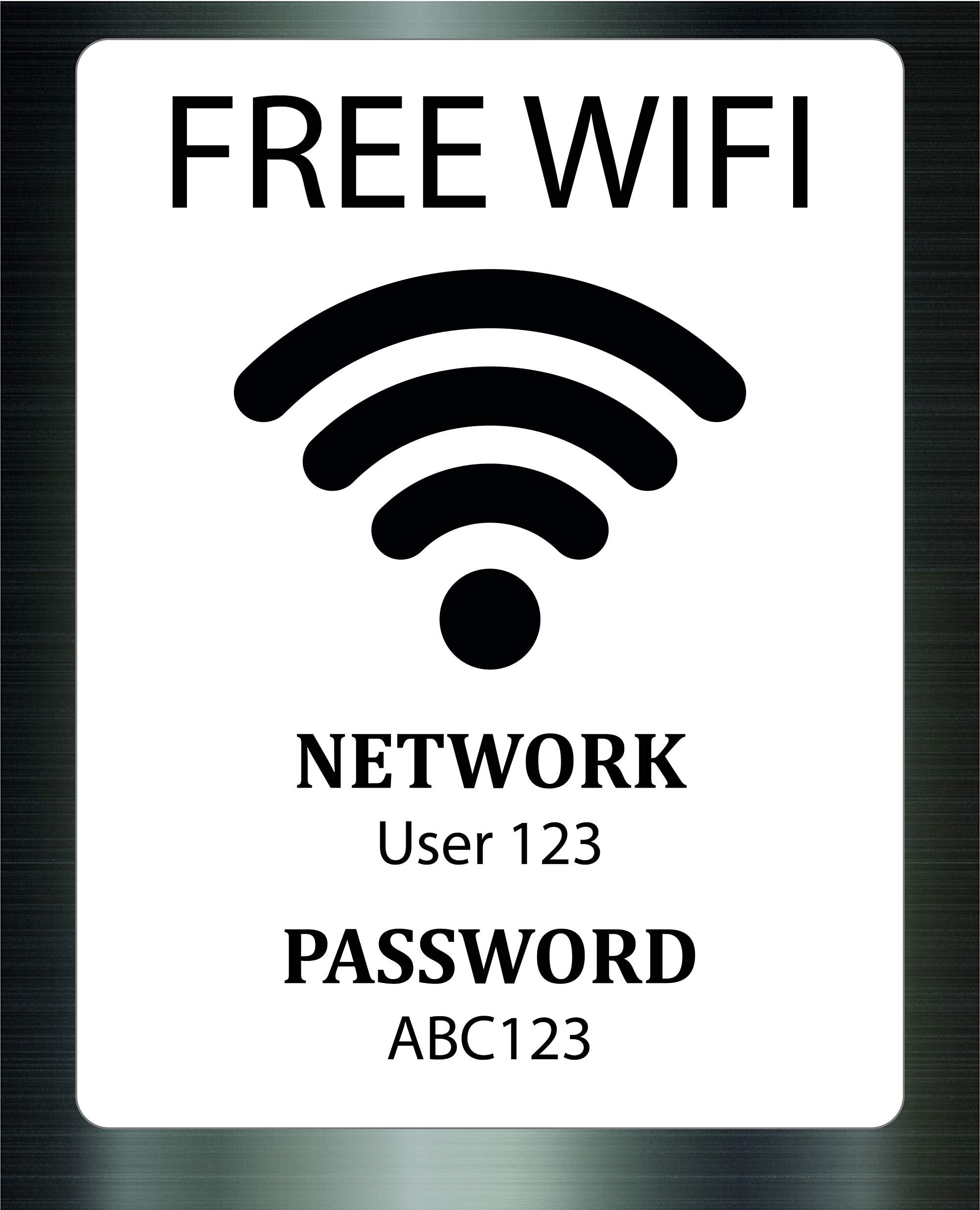 Maggie-mais Wifi login Sign/Plaque Brushed Aluminium A5 Size UK MADE ...