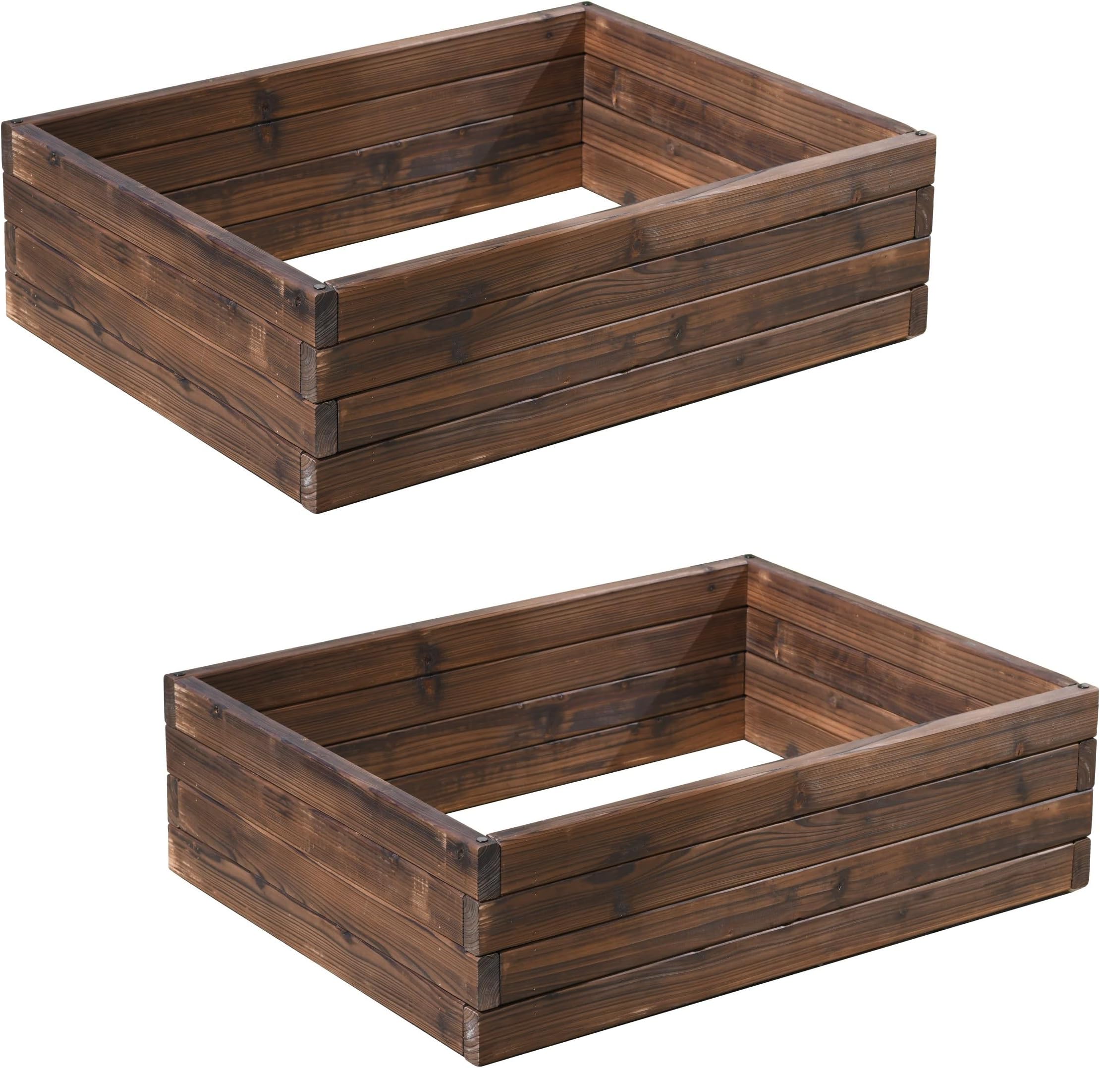 Wooden Raised Garden Planter Treated Fir Wood Outdoor Flower Trough ...