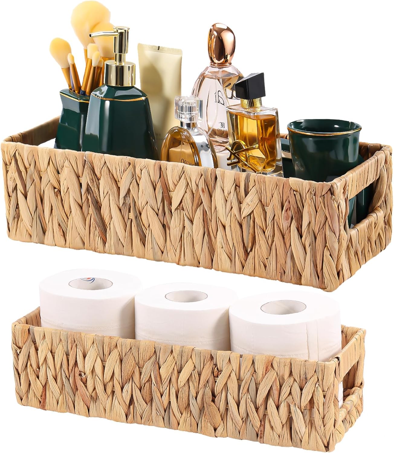 Amazon.com: HNFNGSZL Wicker Toilet Basket Tank Topper, Storage Basket ...