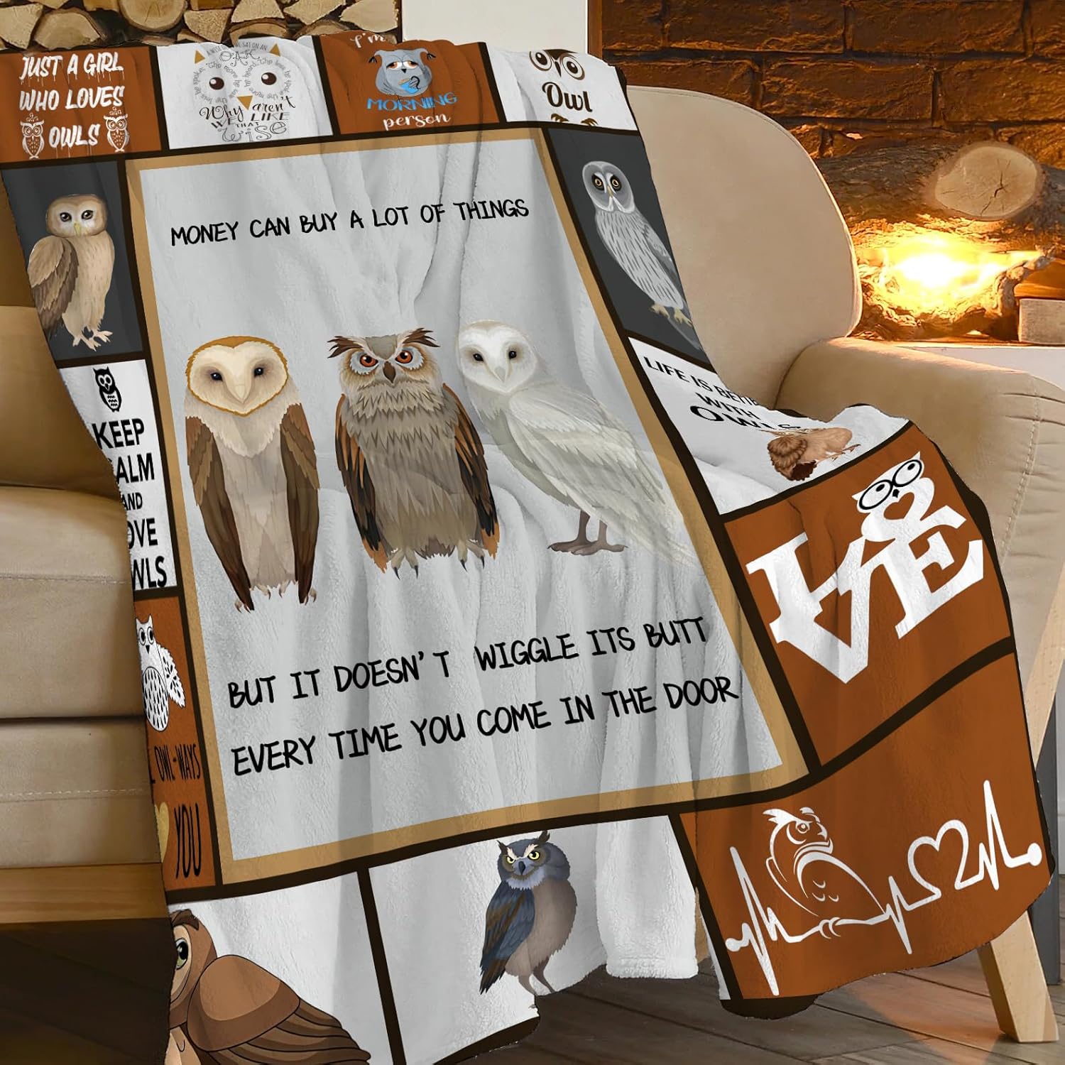 Amazon.com: Owl Blanket Super Soft Warm Owl Fleece Throw Blanket Cozy ...
