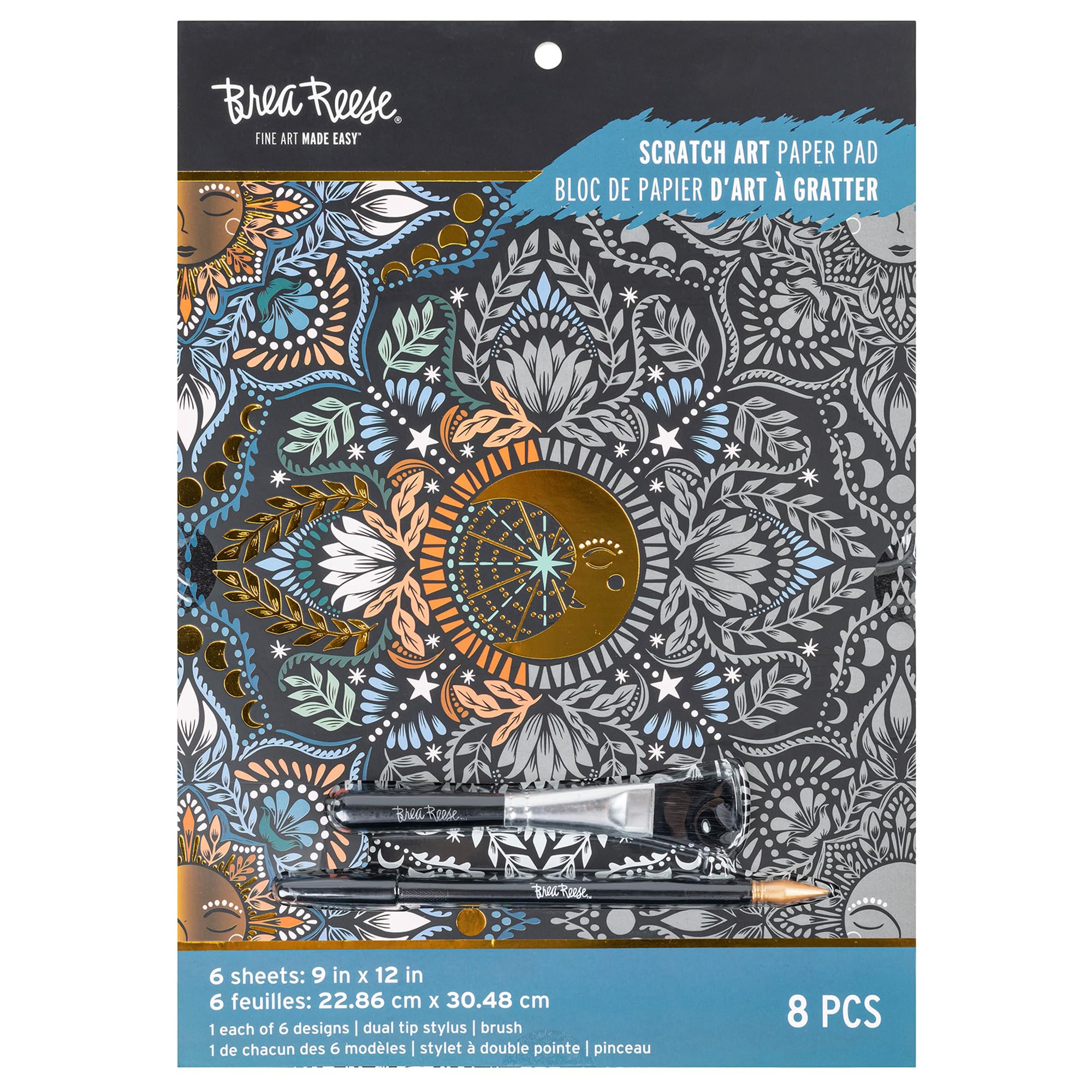 Amazon.com: Brea Reese: Scratch Art Paper Pad - Moon & Sun - 6 Designs ...
