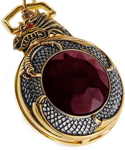 Amazon.com: ShoppeWatch PWMDG11 Dragon Gold Tone Case Red Garnet Inset ...