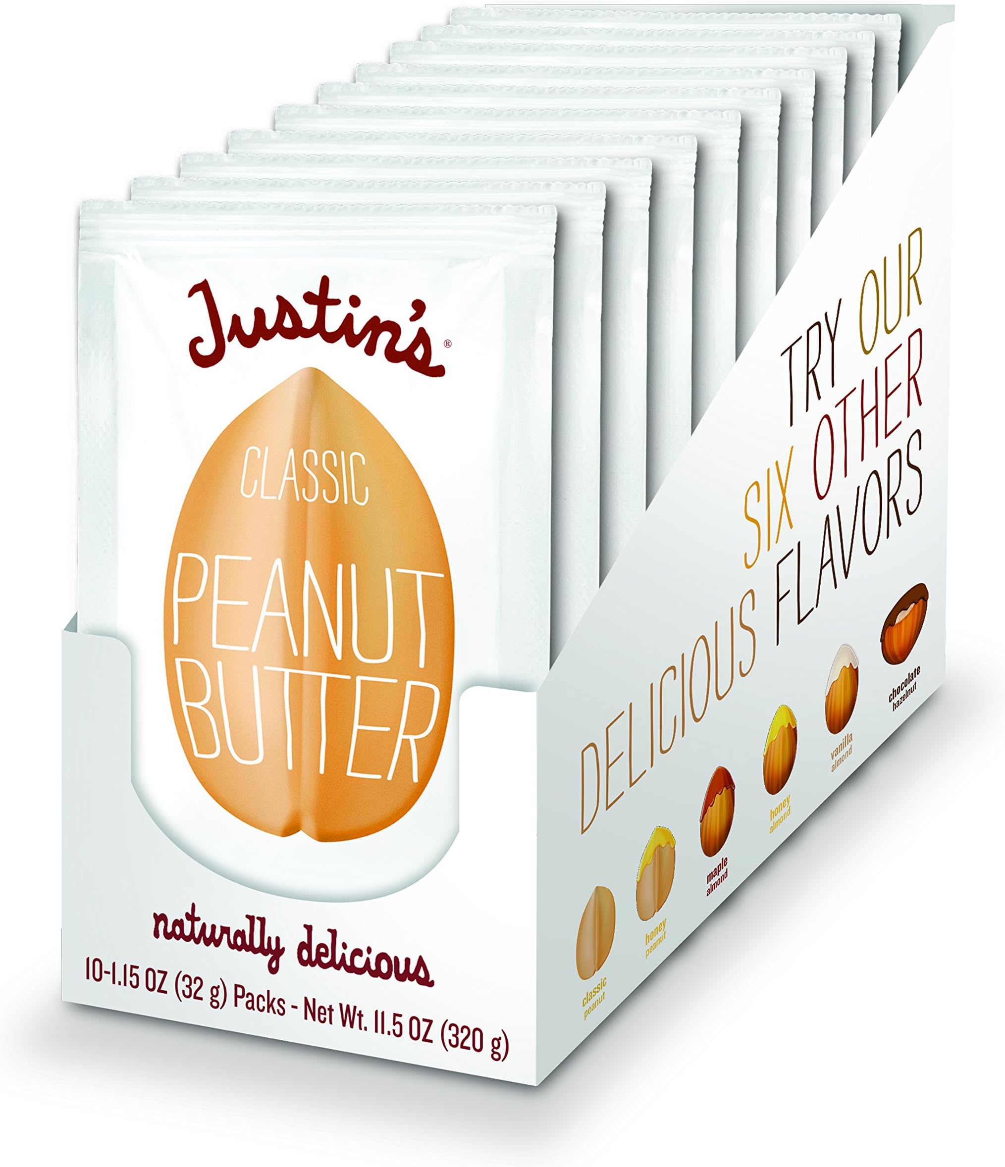 Amazon.com : Justin's Classic Peanut Butter Squeeze Packs, Only Two ...