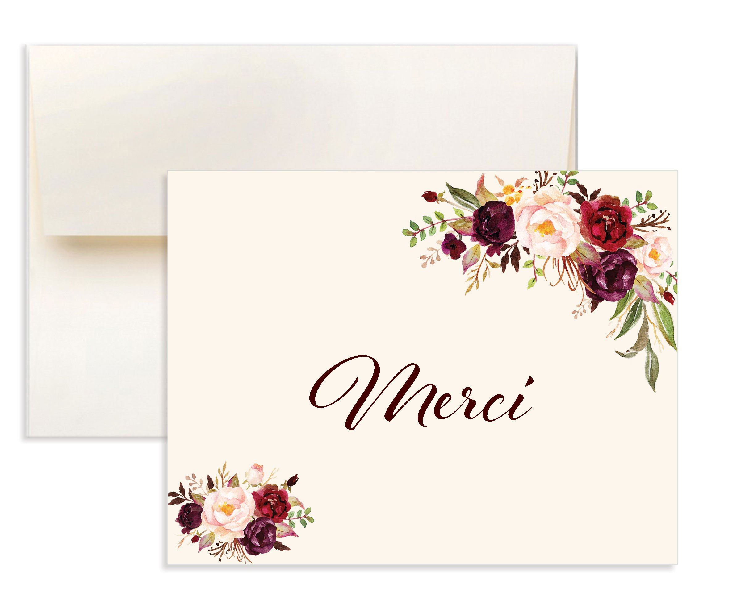 Amazon.com : 16 Vintage Flower Merci Cards : Office Products