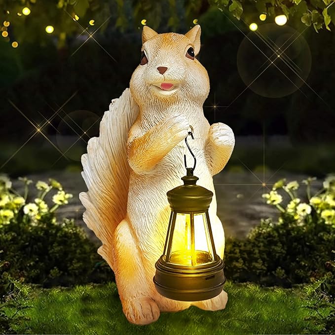 Amazon.com : HDOOMN Solar Garden Statues Squirrel Decor - Resin Outdoor ...