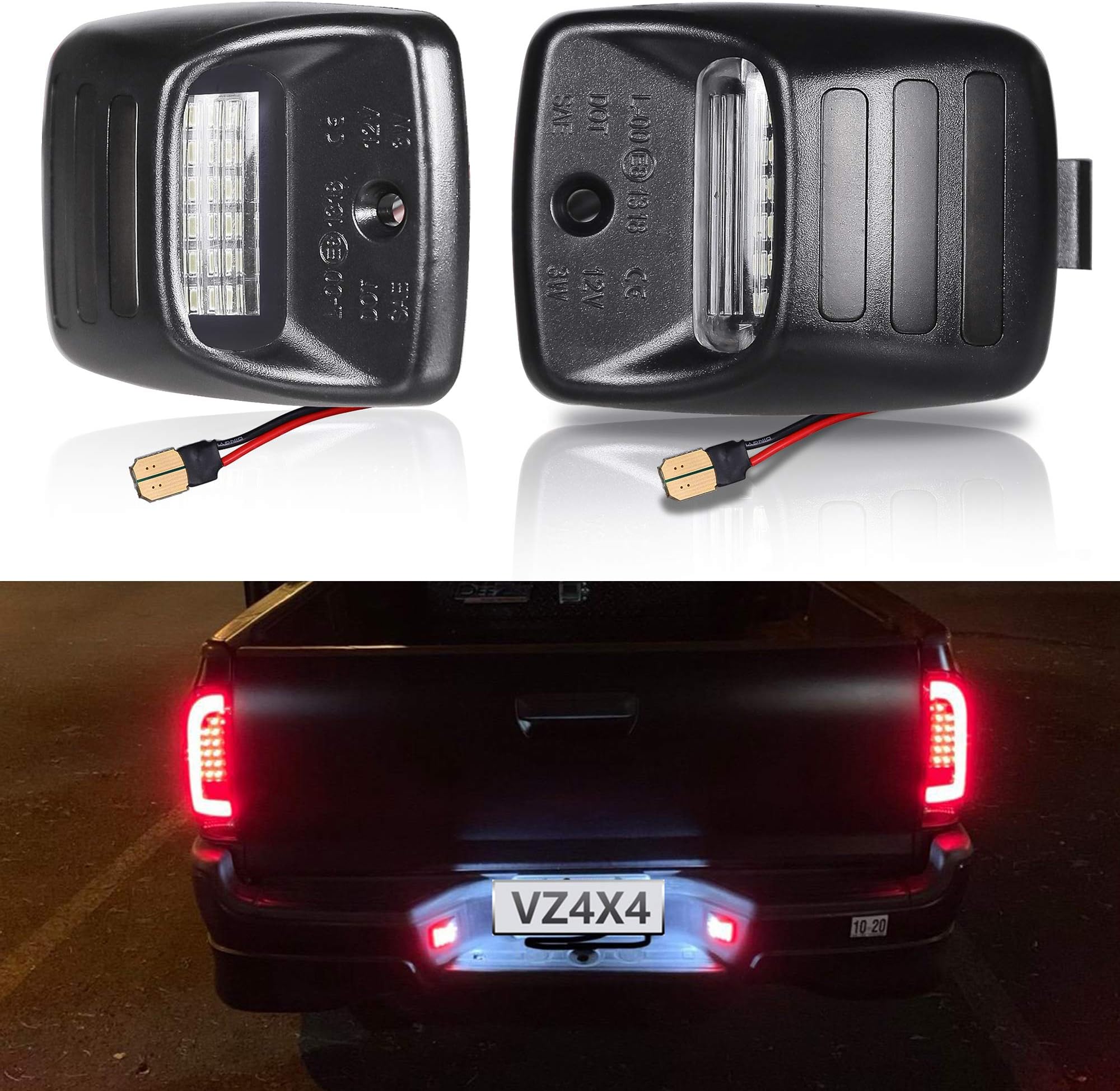 Amazon.com: Asgohme Pure White LED License Plate Lights with Red OLED ...