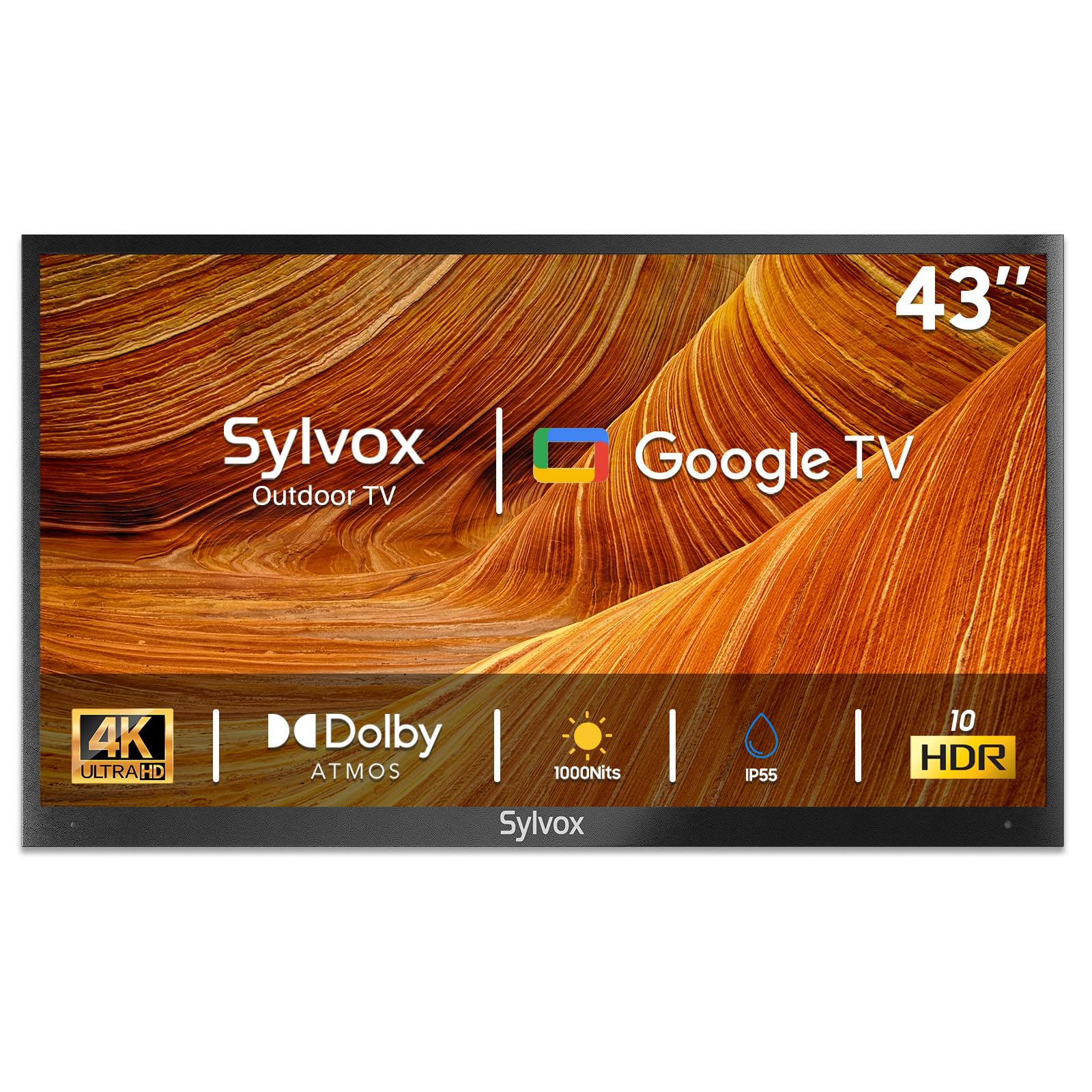 SYLVOX 43" Smart Outdoor TV for Google TV OS, 4K UHD 1000nit Outdoor ...