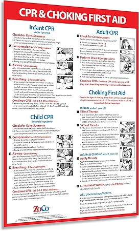 Amazon.com: ZOCO – CPR and Choking Poster – Heimlich Maneuver & First Aid Instructions for ...