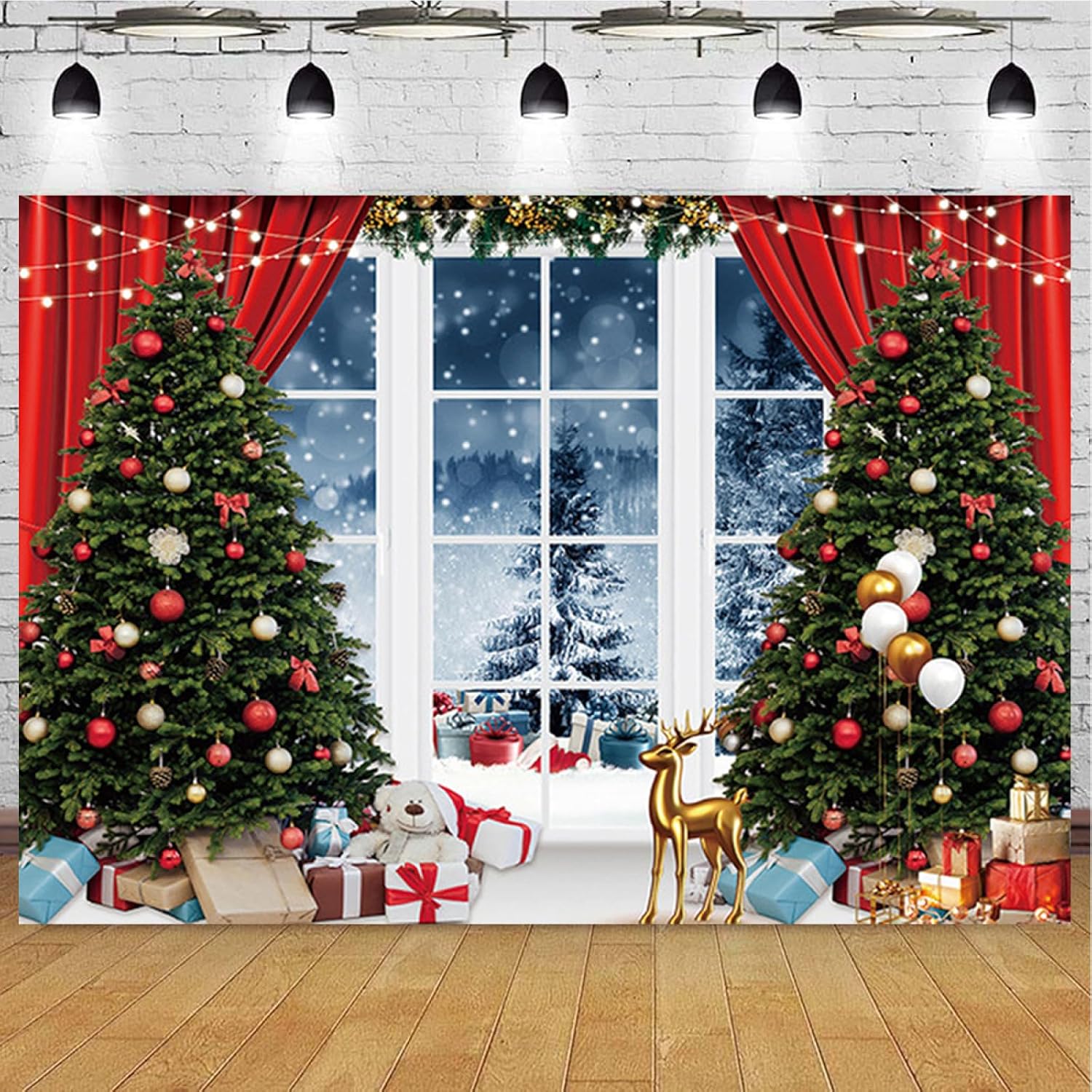 Amazon.com : Christmas Backdrop Christmas Window Backdrop for ...