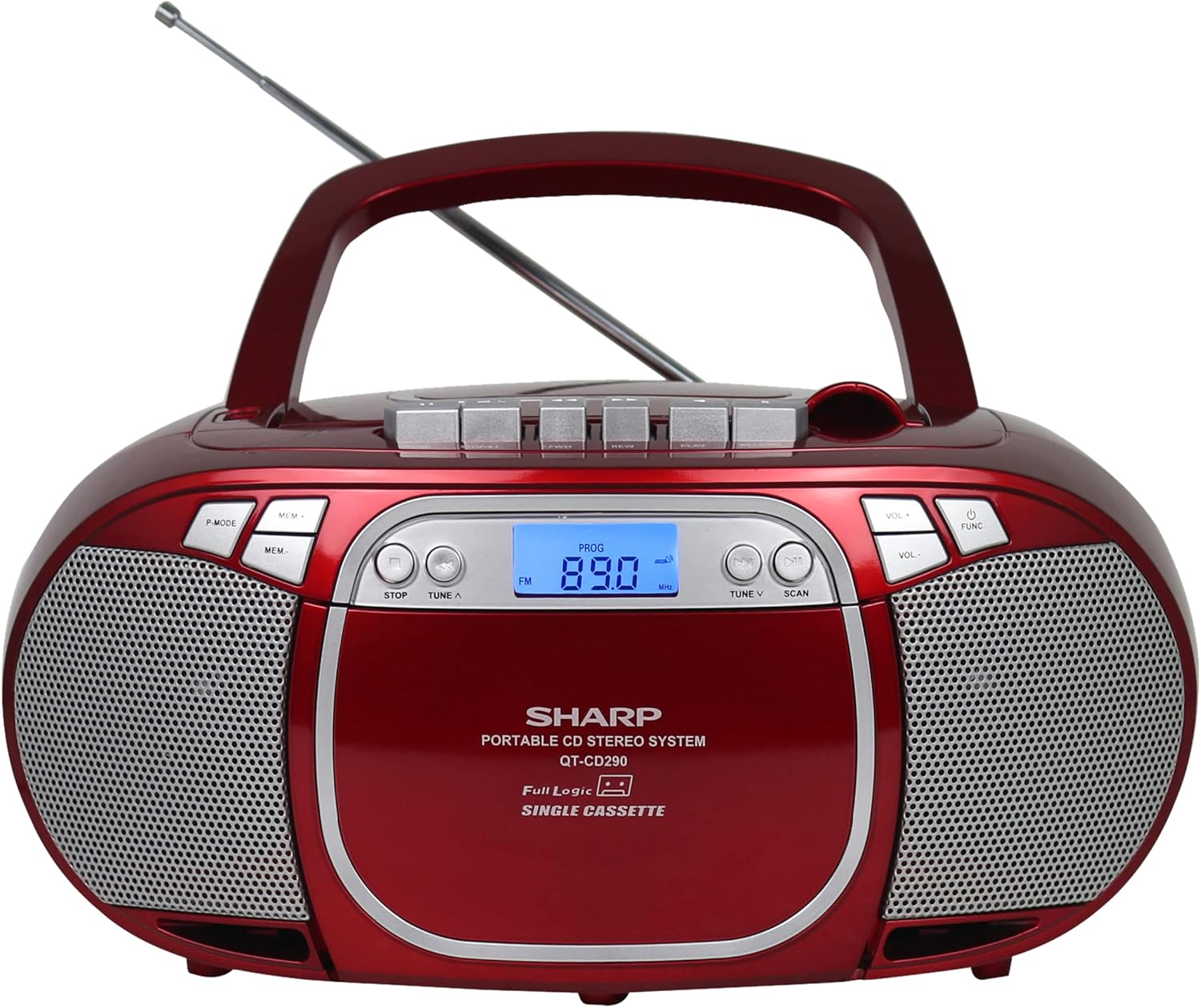 Sharp QT-CD290(RD) Portable CD MP3 Cassette Boombox with AM/FM Stereo ...