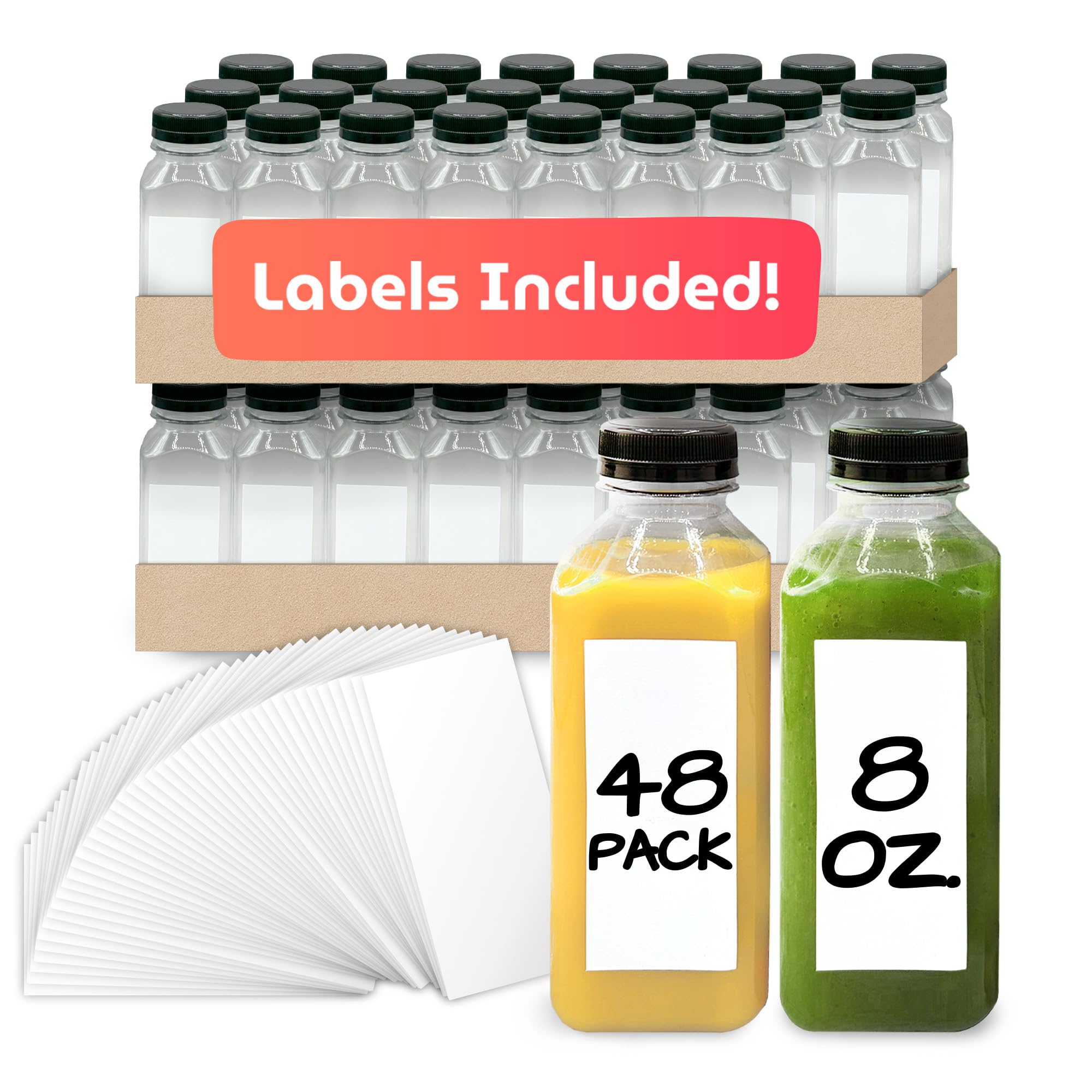 Amazon.com - Reli. Plastic Juice Bottles [48 Bulk Pack] [8 oz] Square ...