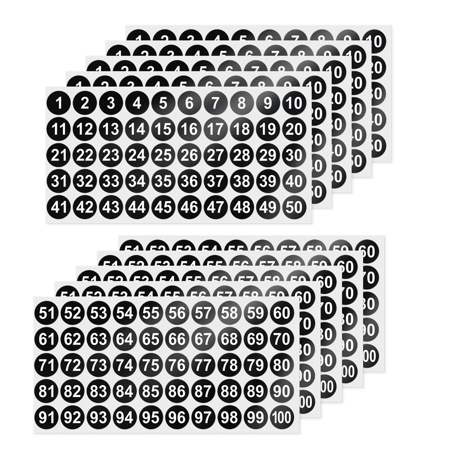 Amazon.com : YIKIADA Black Consecutive Number Stickers 1 Inch 1-100 ...