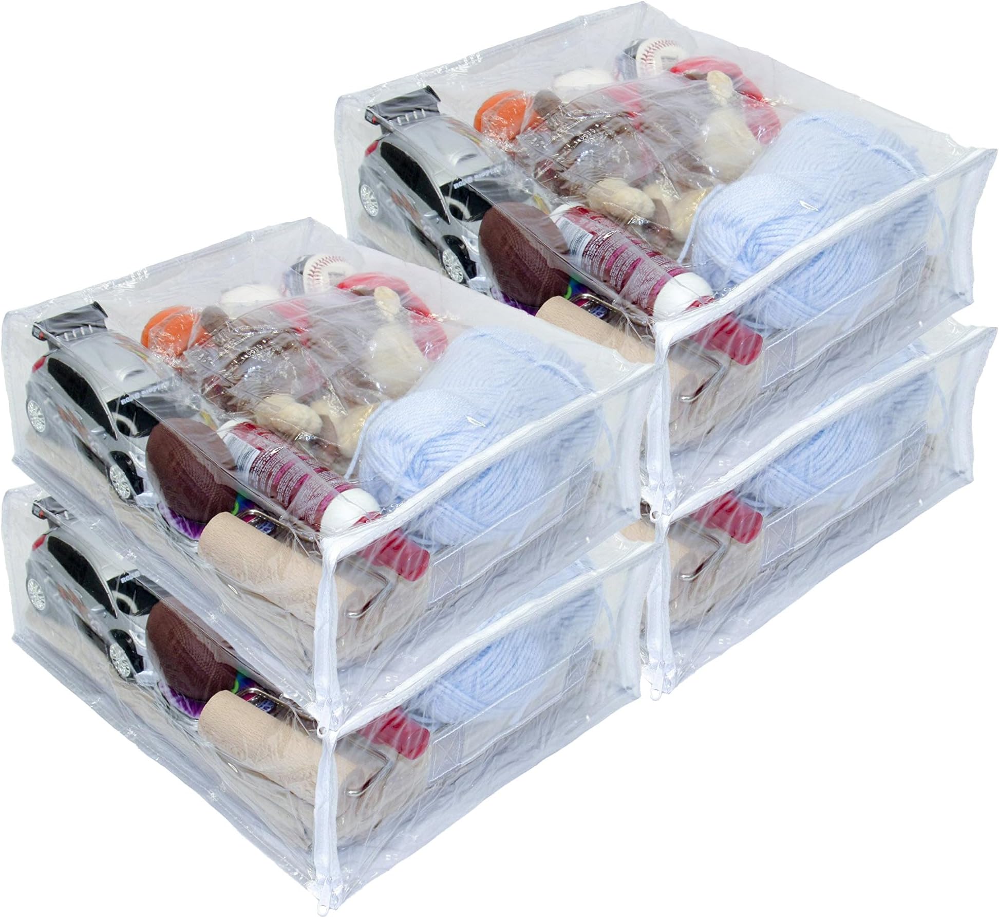 Amazon.com: 12 Pcs Large Clear Zippered Storage Bags - 12 x 12 x 12 ...