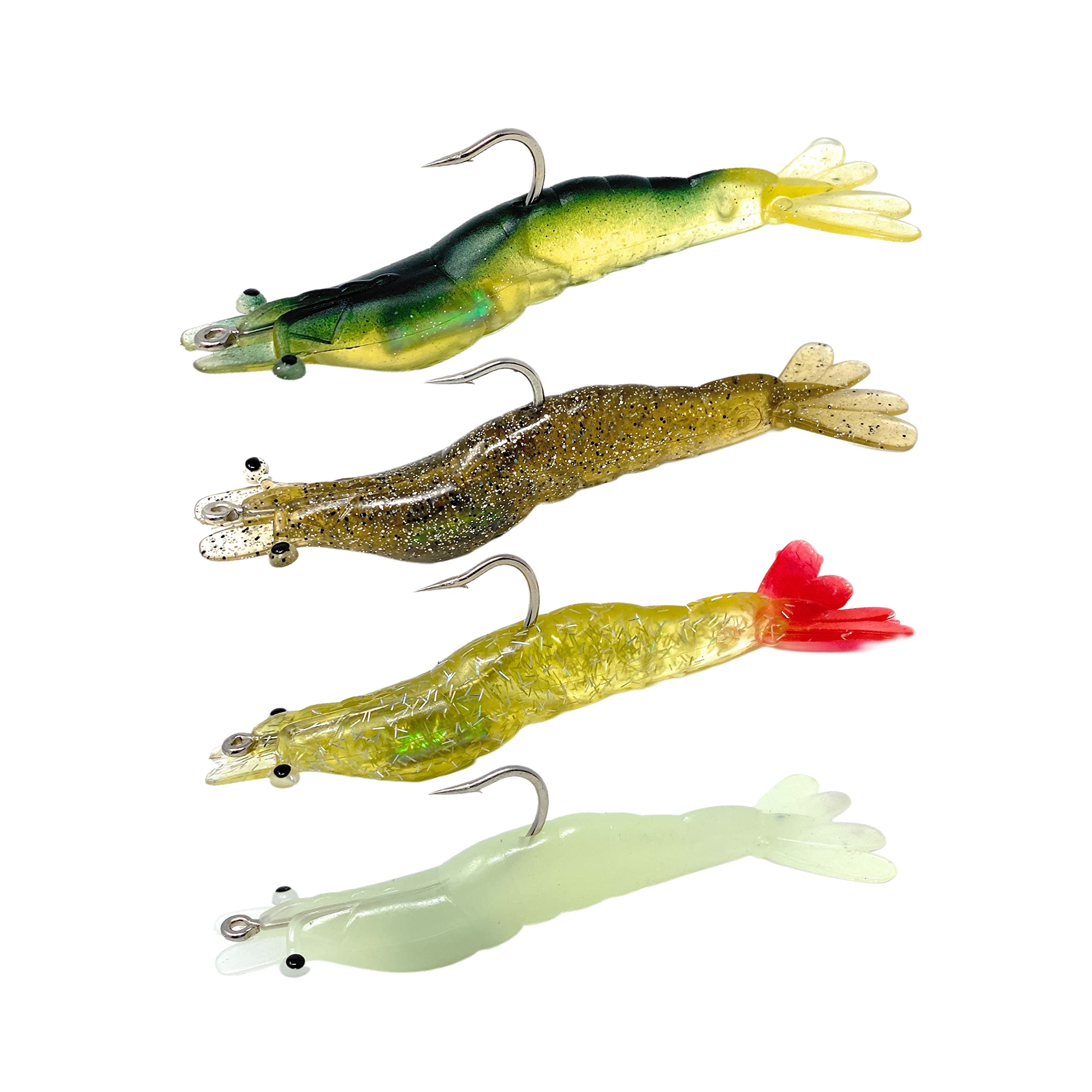 Amazon.com : VENSE Premium Pre-Rigged Rubber Shrimp 305 4" Soft Lure ...