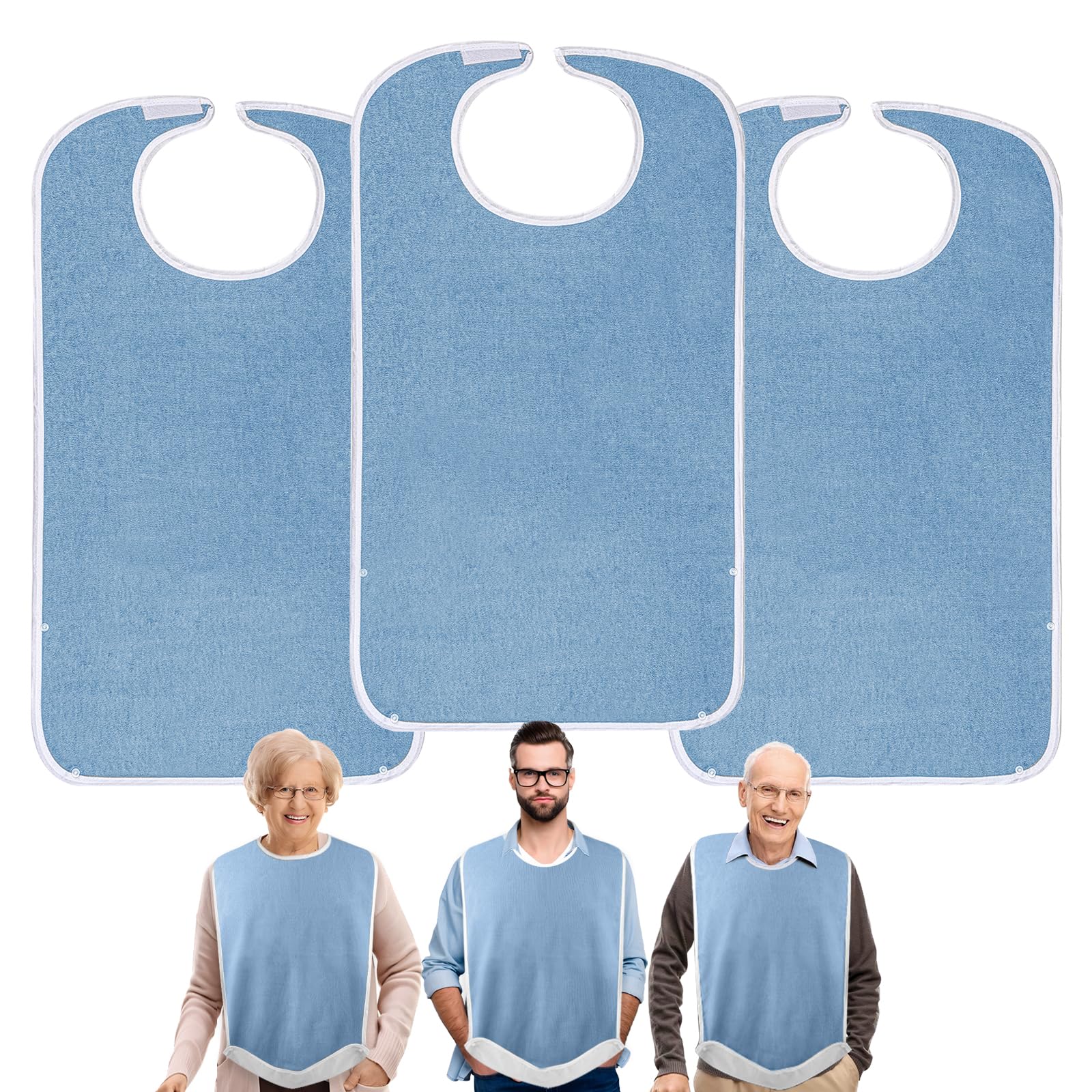 Amazon.com : Swaycy Adult Bibs, 3 Pcs Washable Clothing Protector with ...