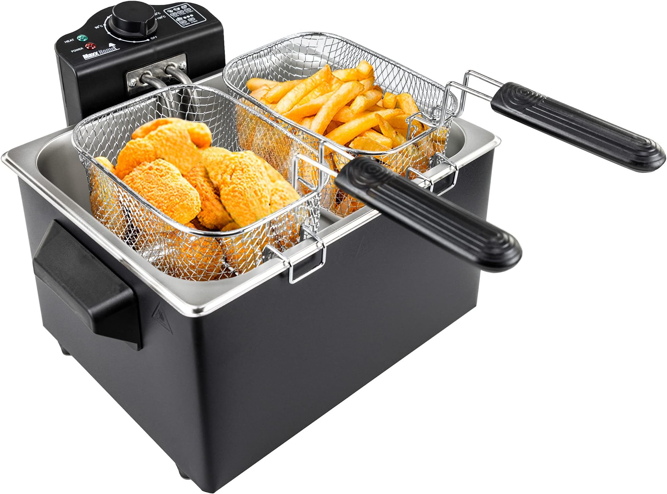 MaxxHome Friteuse avec zone froide - Double Friteuse avec fenêtre de ...
