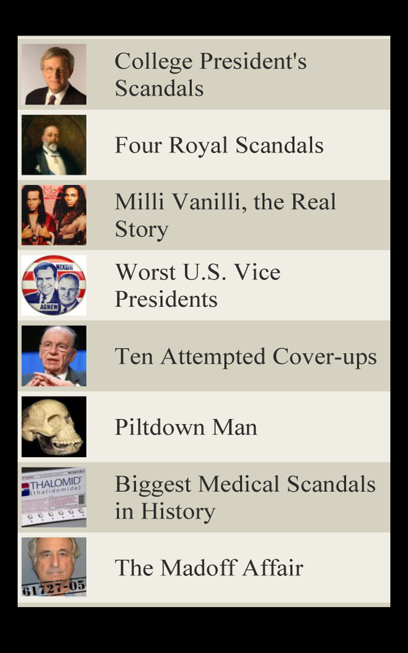 World History Lists - SCANDALS !! - App on Amazon Appstore