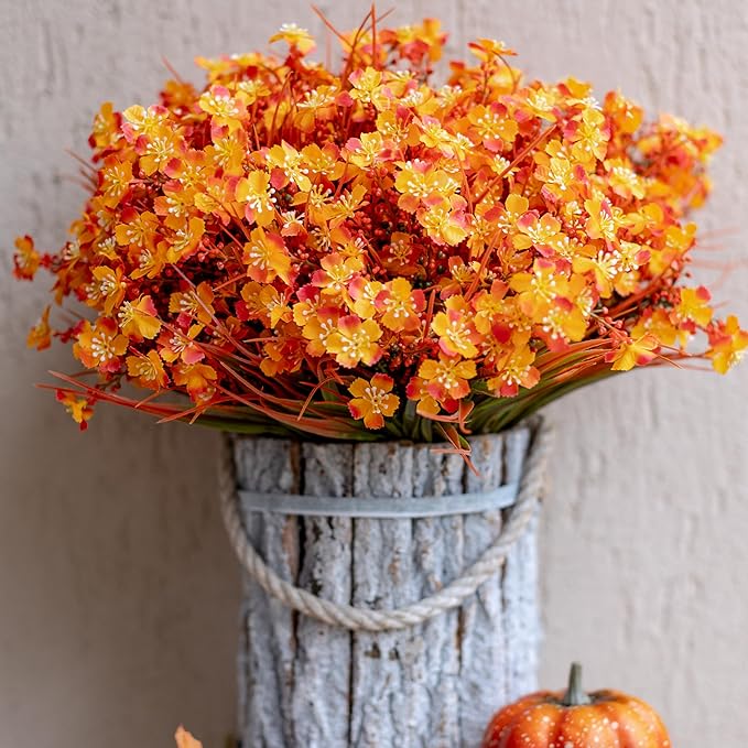 Amazon.com: AXYLEX Artificial Fall Flowers Outdoor Fake Mums - 12 ...