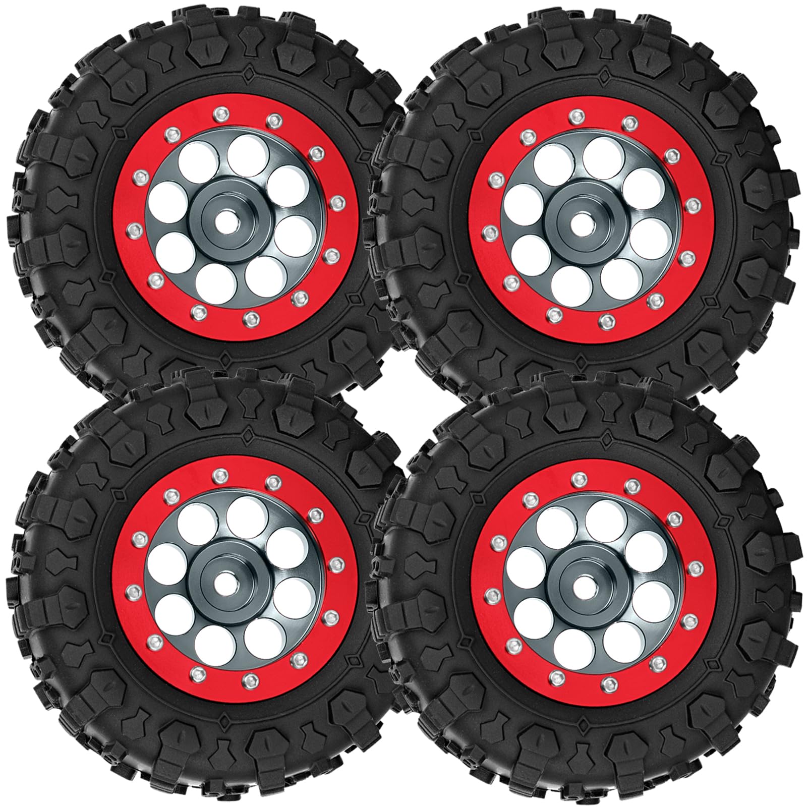 1/18 RC Crawler Tires 1.3" Beadlock RC Wheels & Tires Set – 4PCS ...